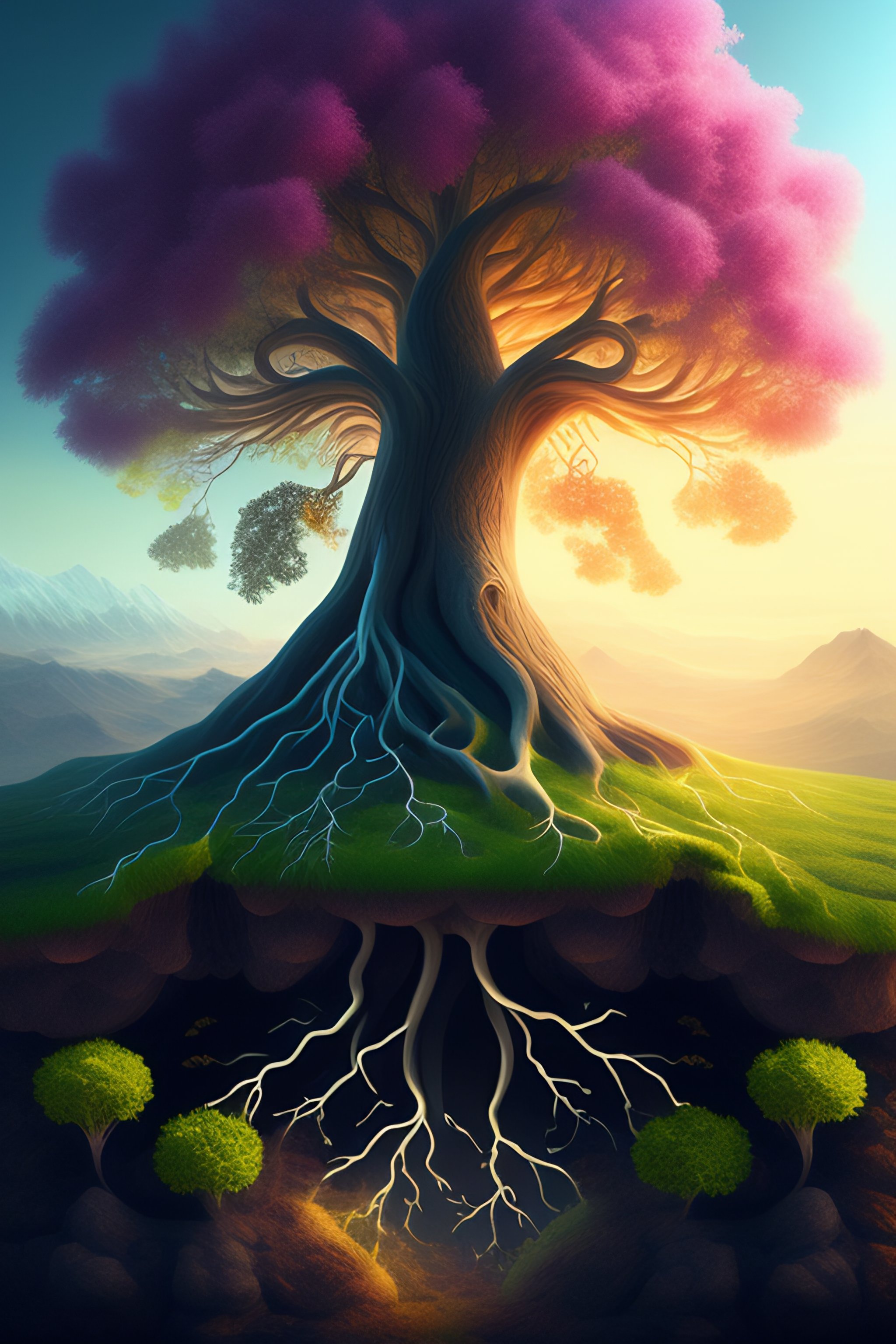 Lexica - Healthy power lightning tree roots heart fungi