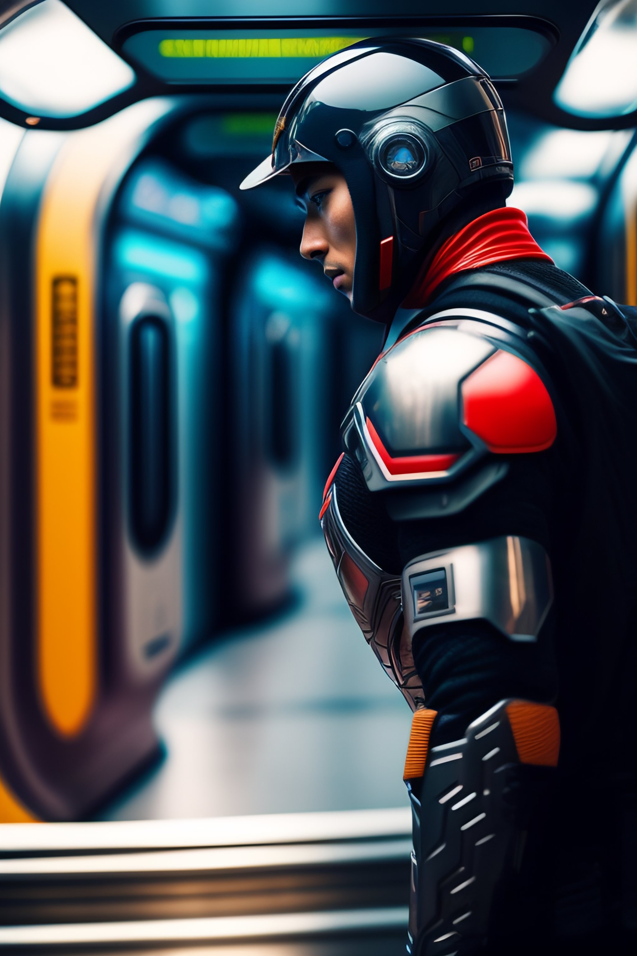 Lexica - Futurist cyborg take subway