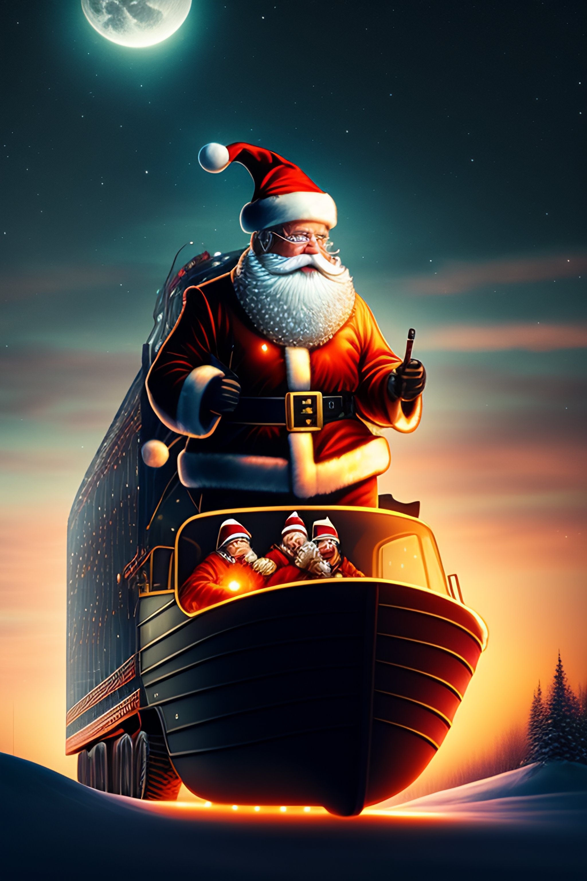Lexica - A project manager as santa sitting in the sleigh with ...