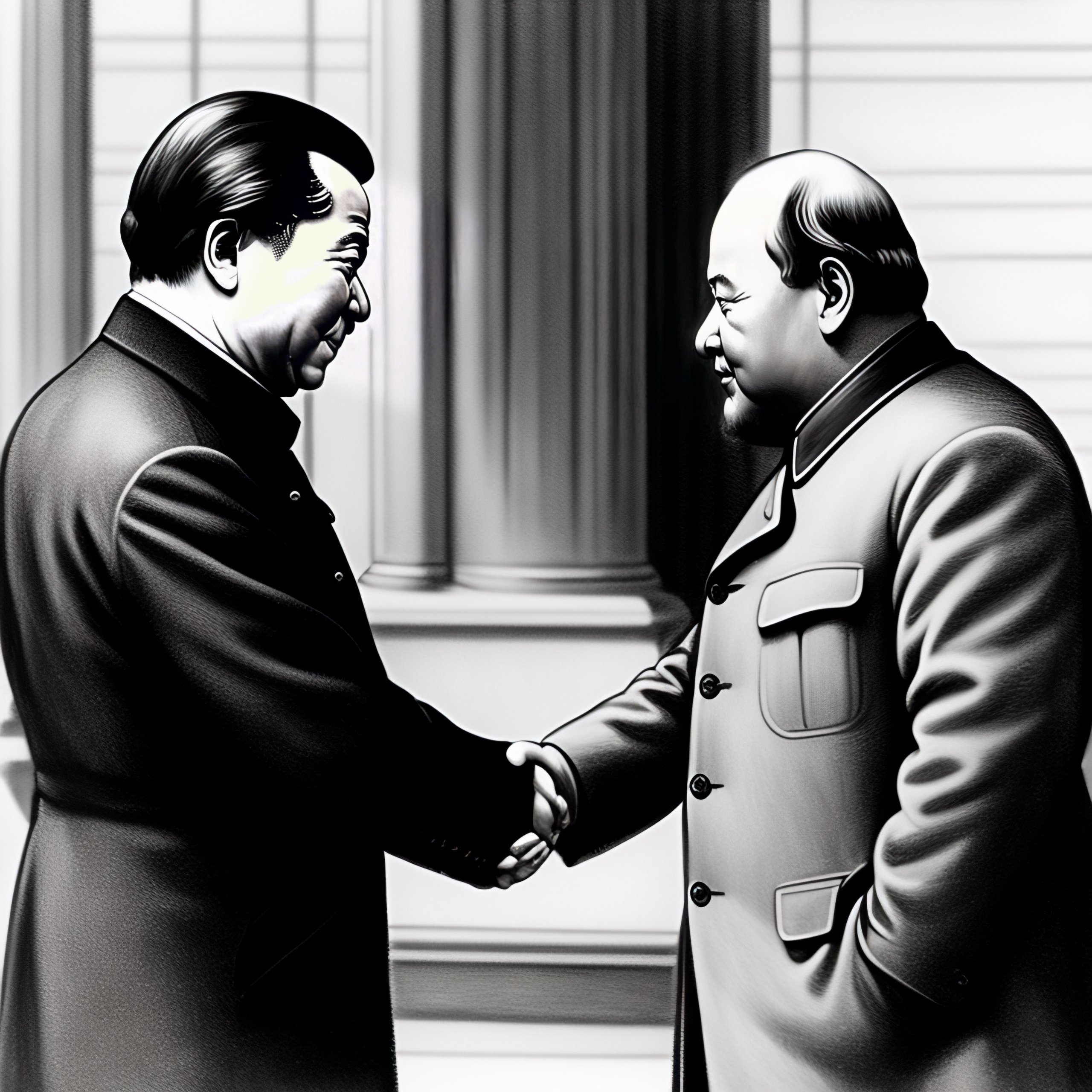 Lexica - Drawing of Mao shaking hands with Lenin.