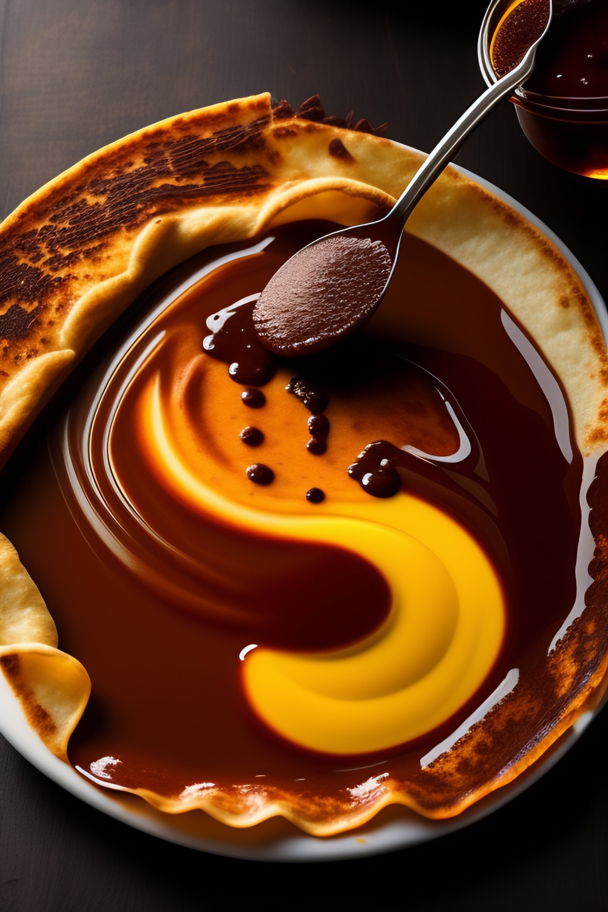 Lexica - Crepe on fire with melted chocolate