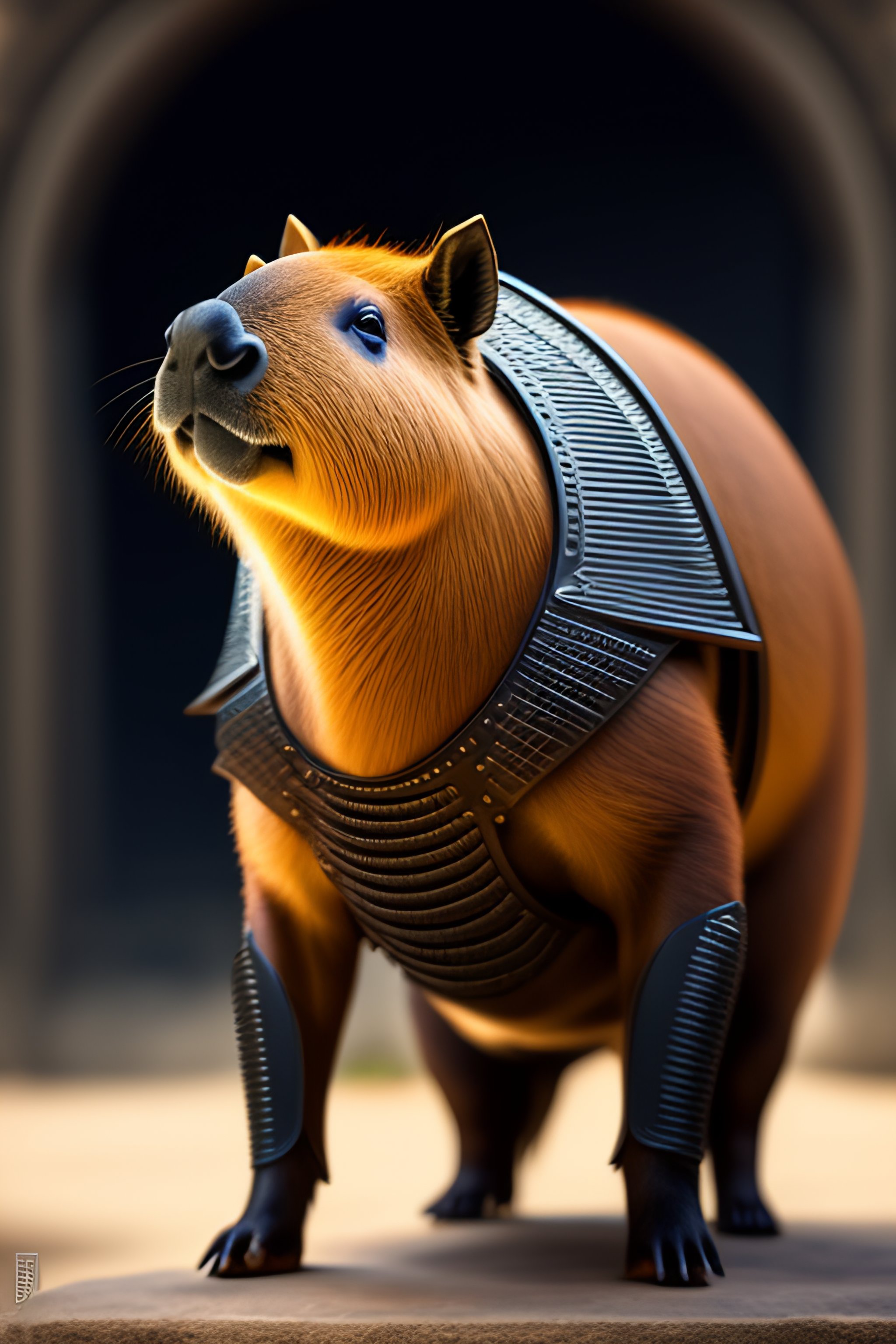 Lexica - Capybara with futuristic armor art by Jose Antonio Fiestras