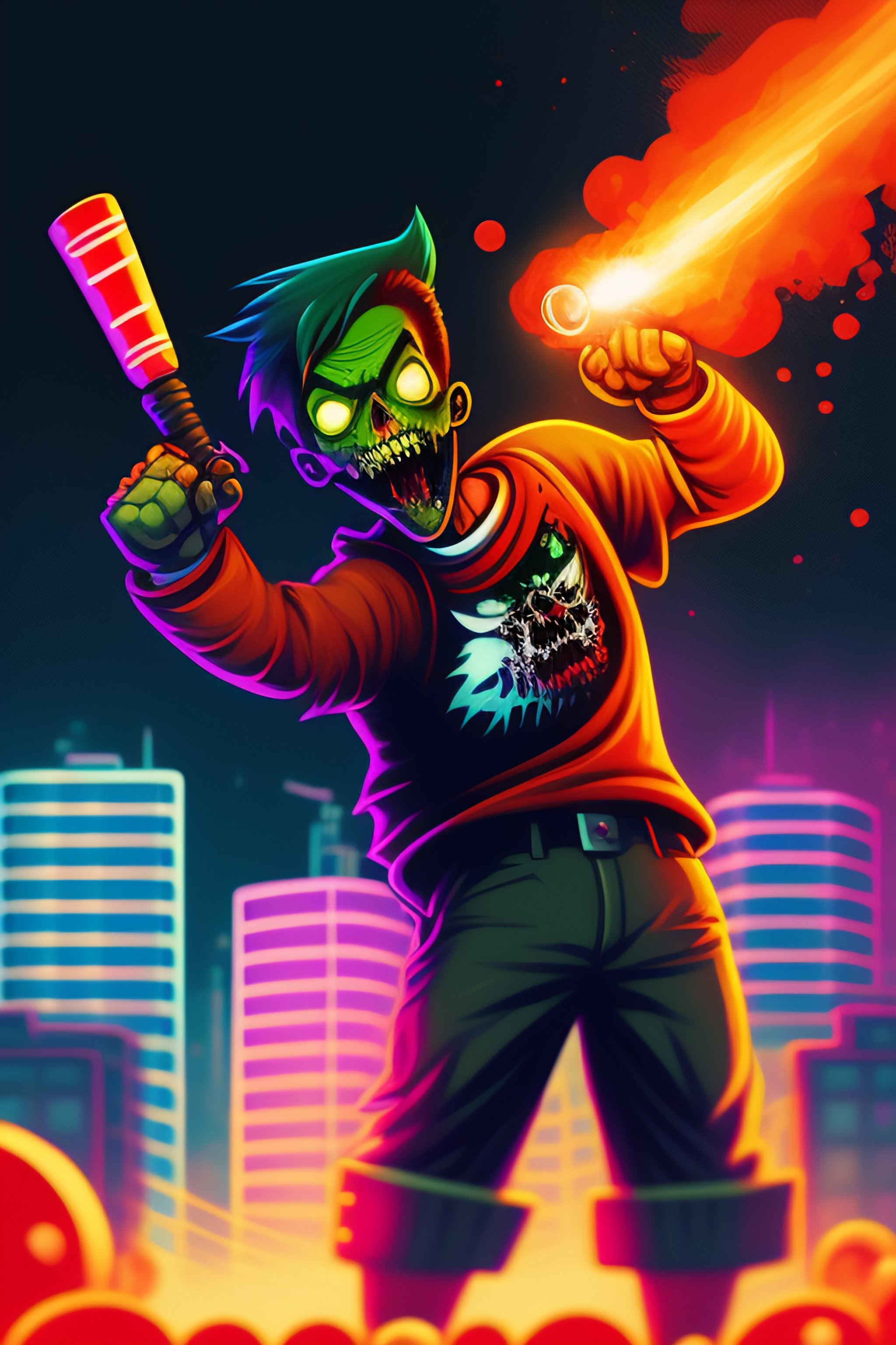 Lexica - An intense action full length portrait of cartoon zombie ...