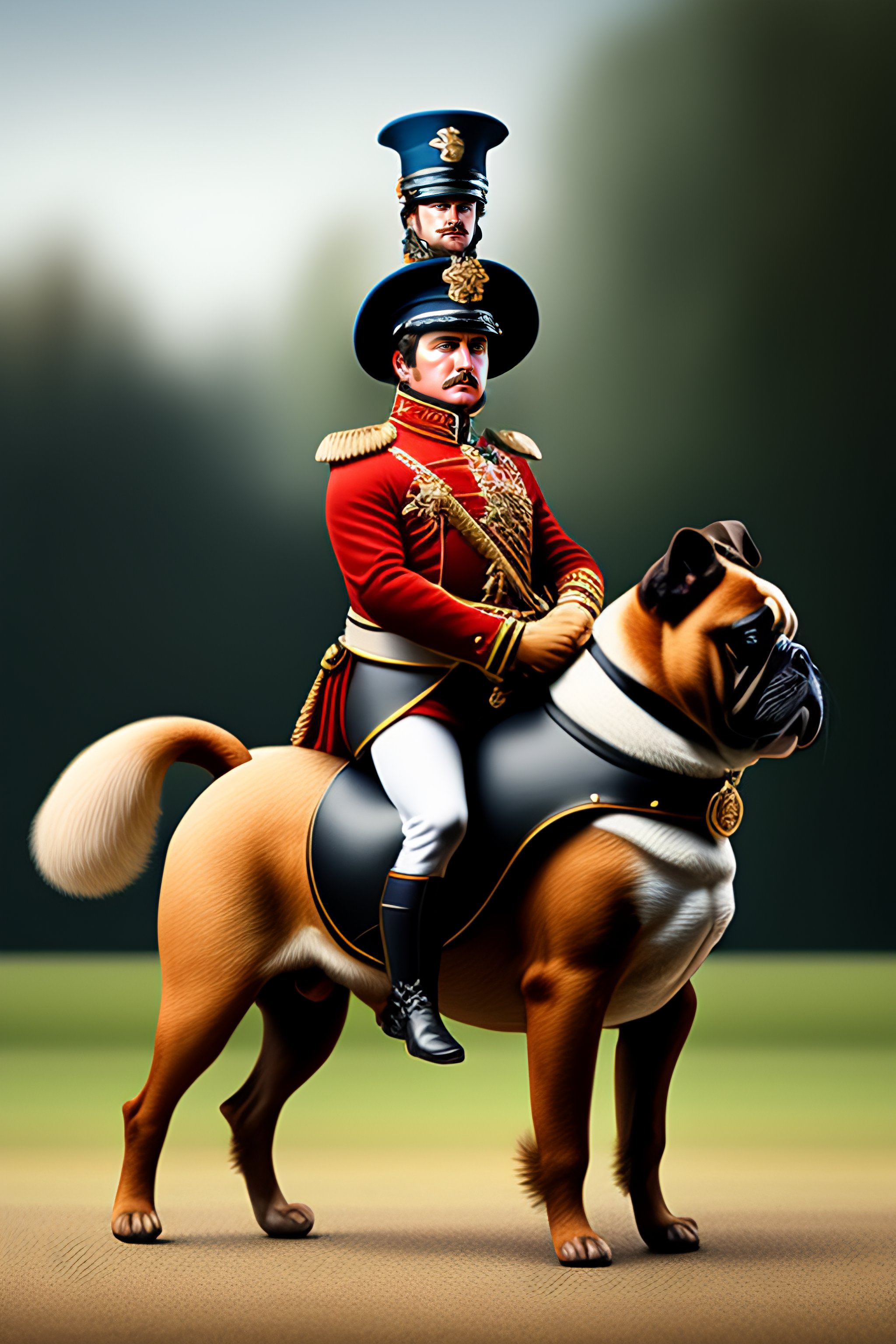 Lexica - Napoleon riding a giant pug