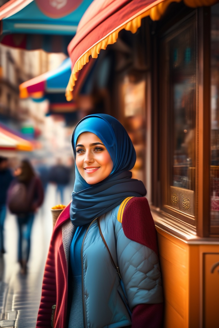 Lexica - A photo of a beautiful Turkish girl wearing a headscarf ...