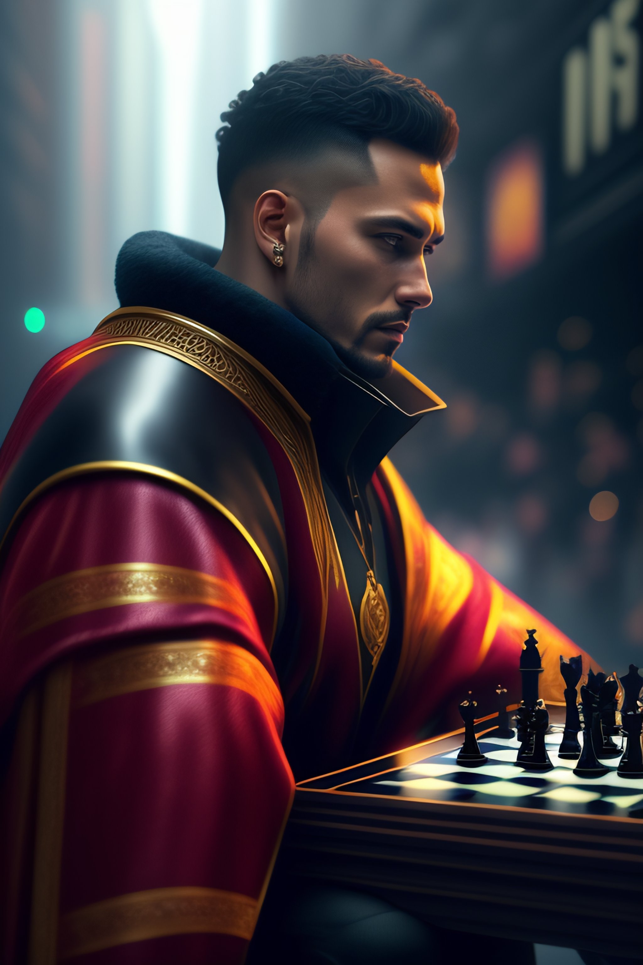 Lexica - Portrait of cyberpunk chess grand master