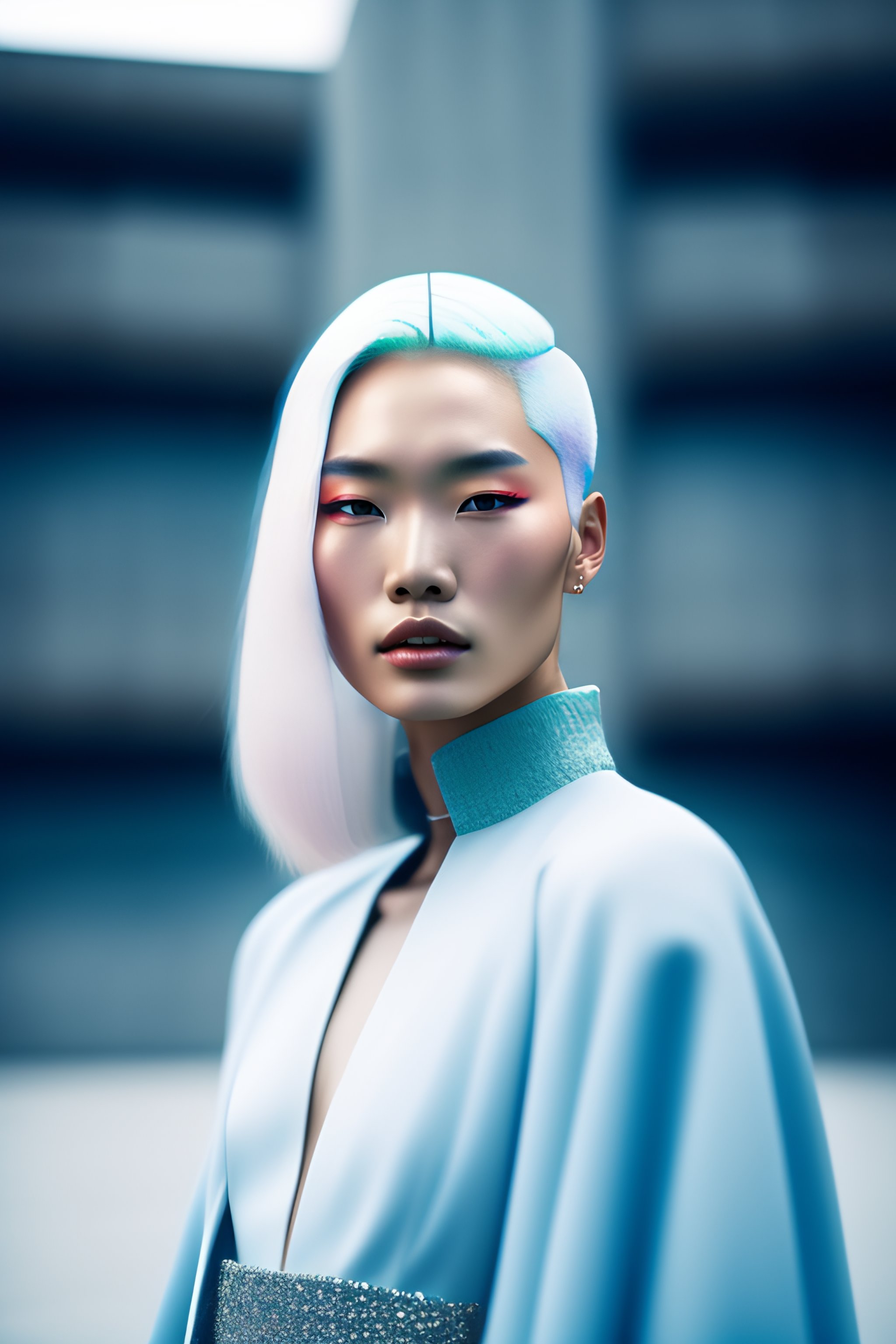 Lexica - Portrait of haute couture beautiful albino asian fashion model ...