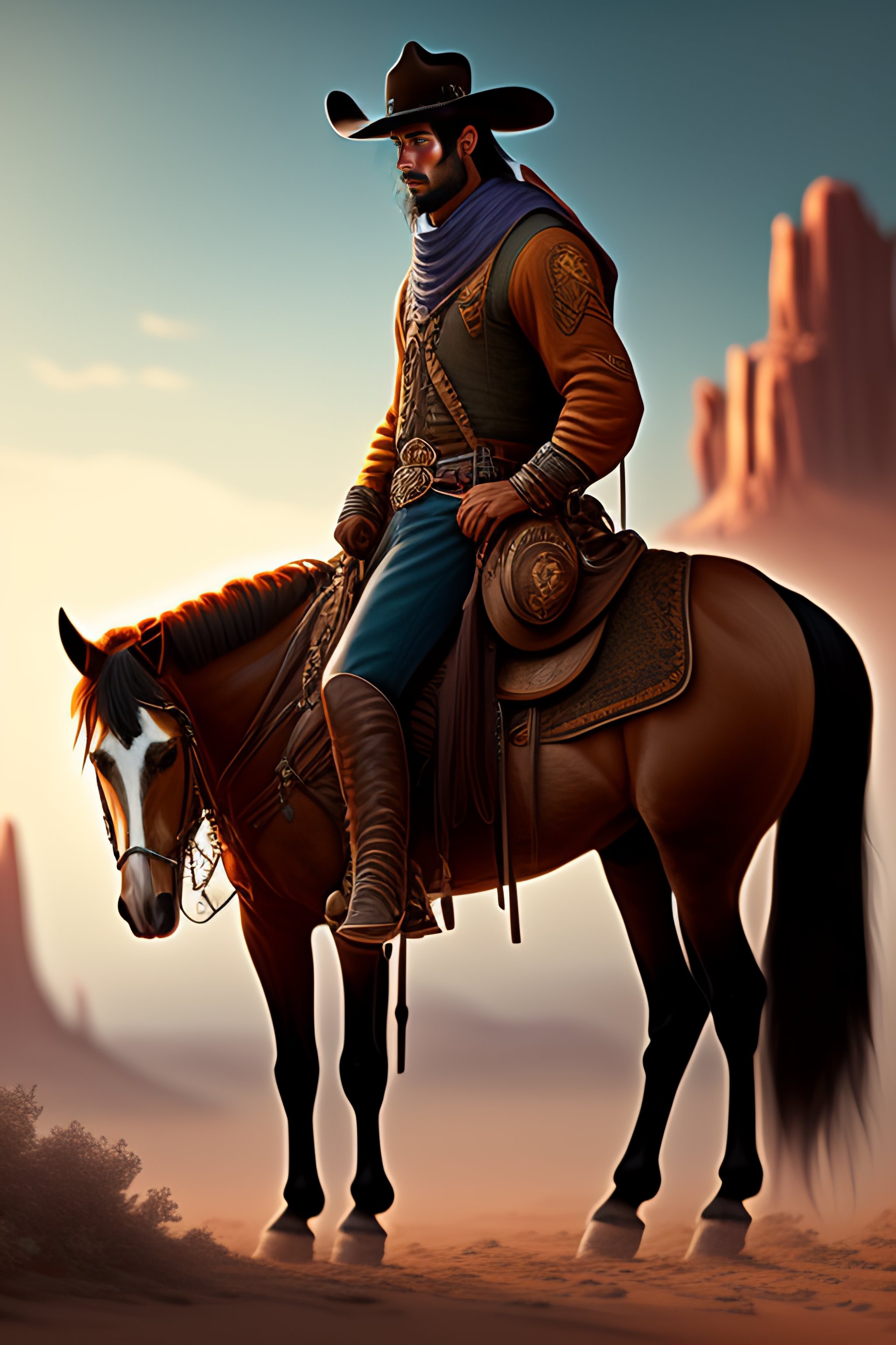 Lexica - A cowboy, digital painting, highly detailed, trending on ...