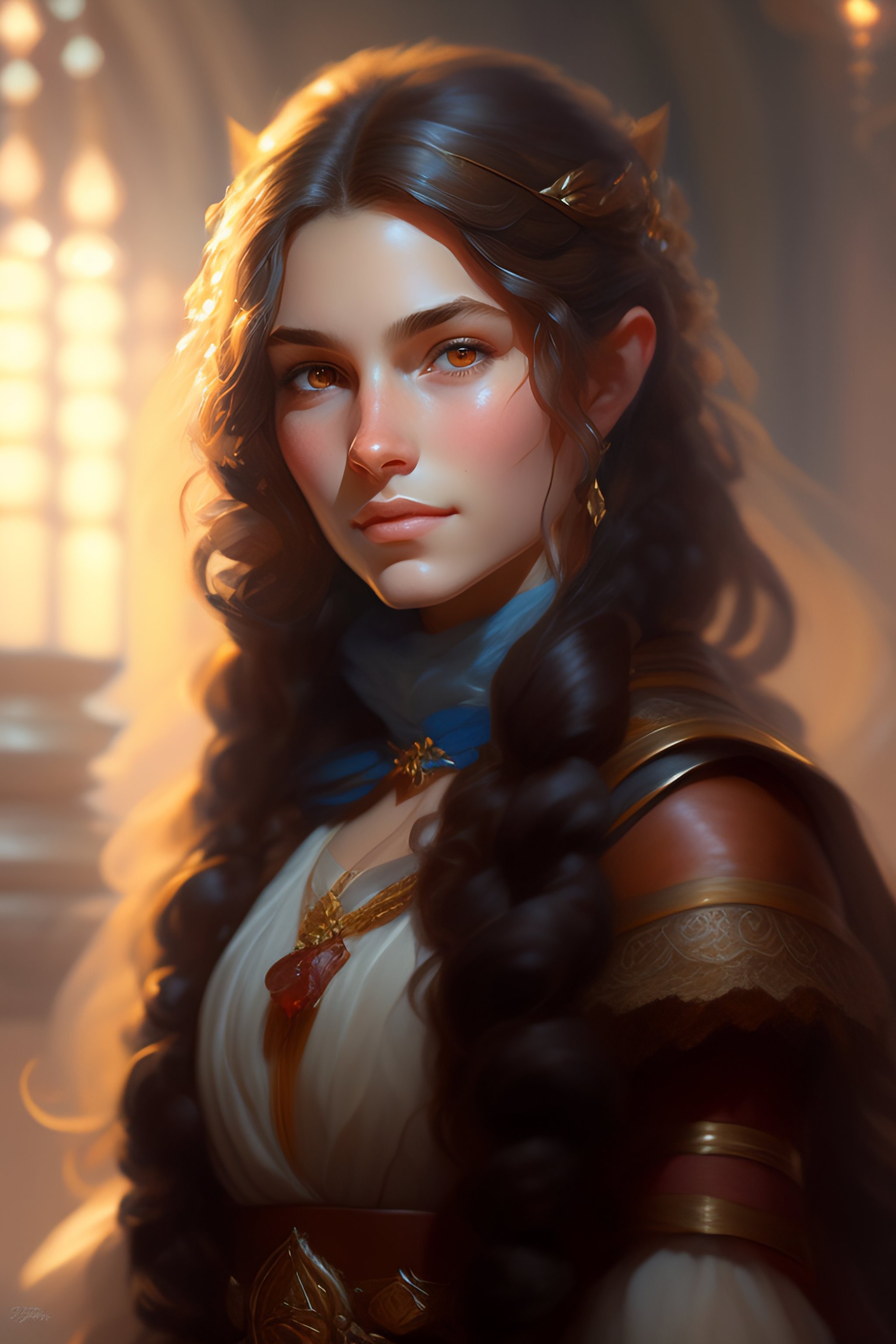 Lexica - A detailed portrait of a cute calm brunette girl, by justin ...