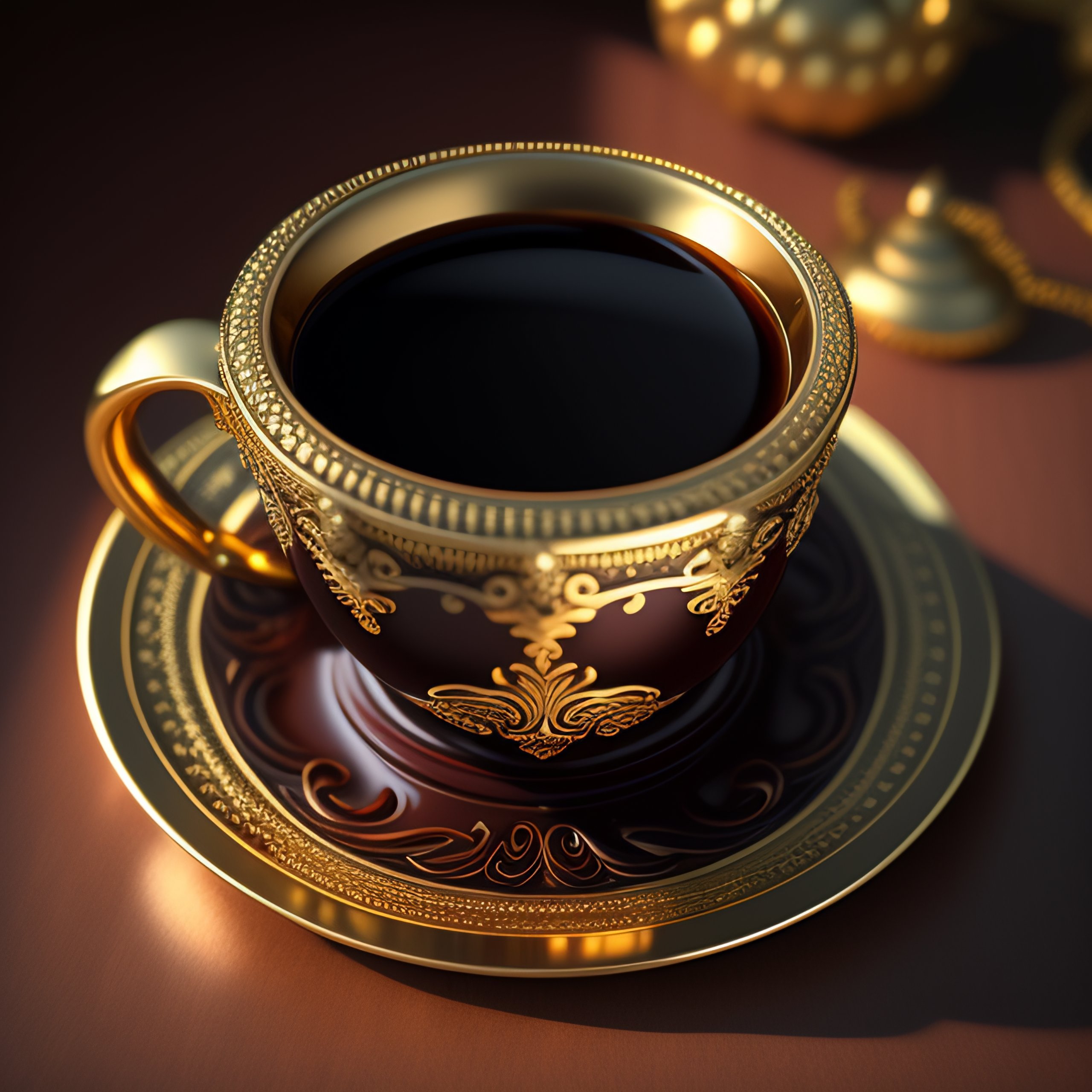 Lexica - Hyperrealistic neo - rococo steampunk cup of coffee in a ...