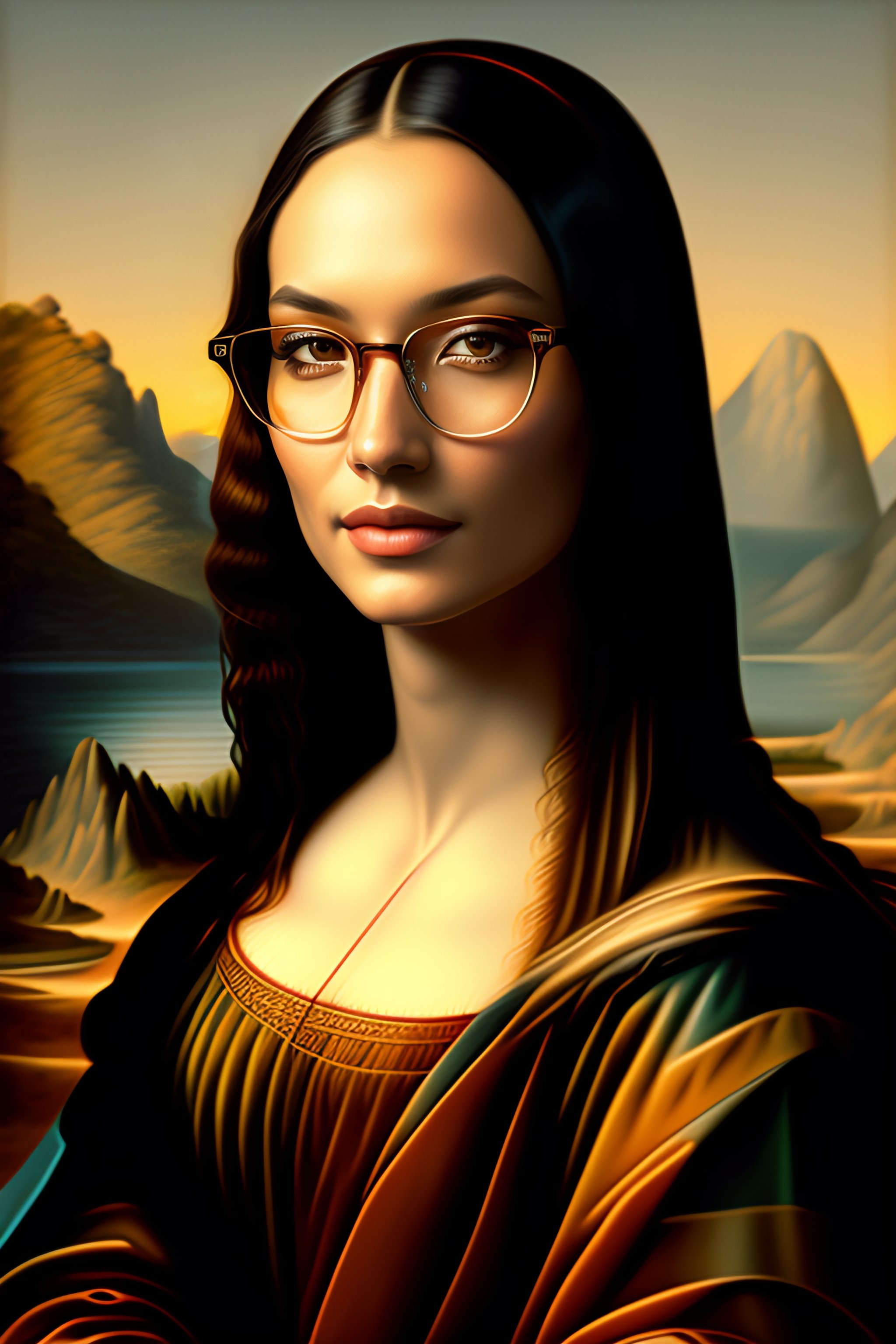 Lexica - Mona Lisa with glasses in the style of stefan kostic ...