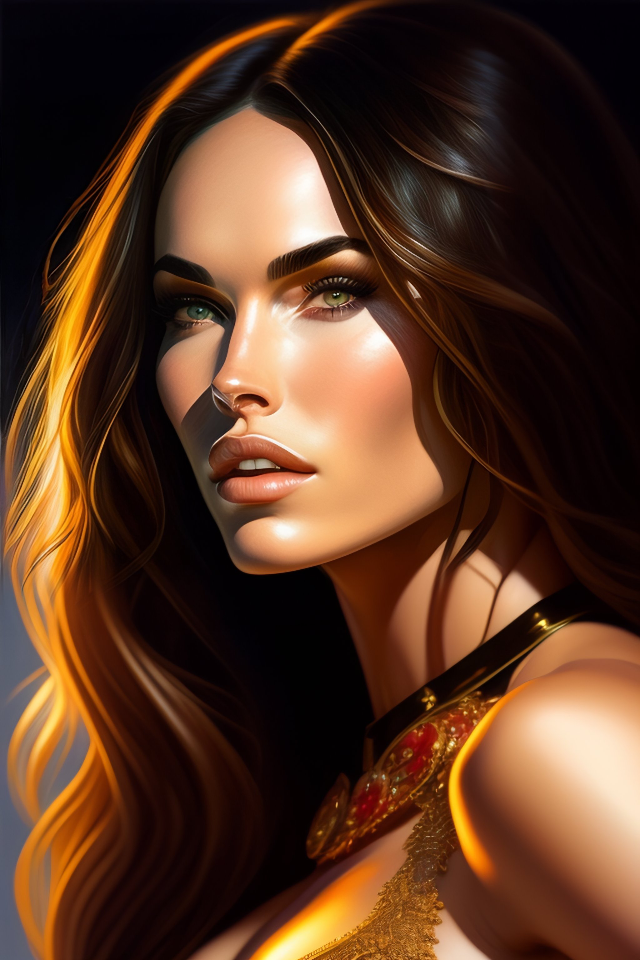 Lexica - Portrait of megan fox with semi opened mouth, intricate ...