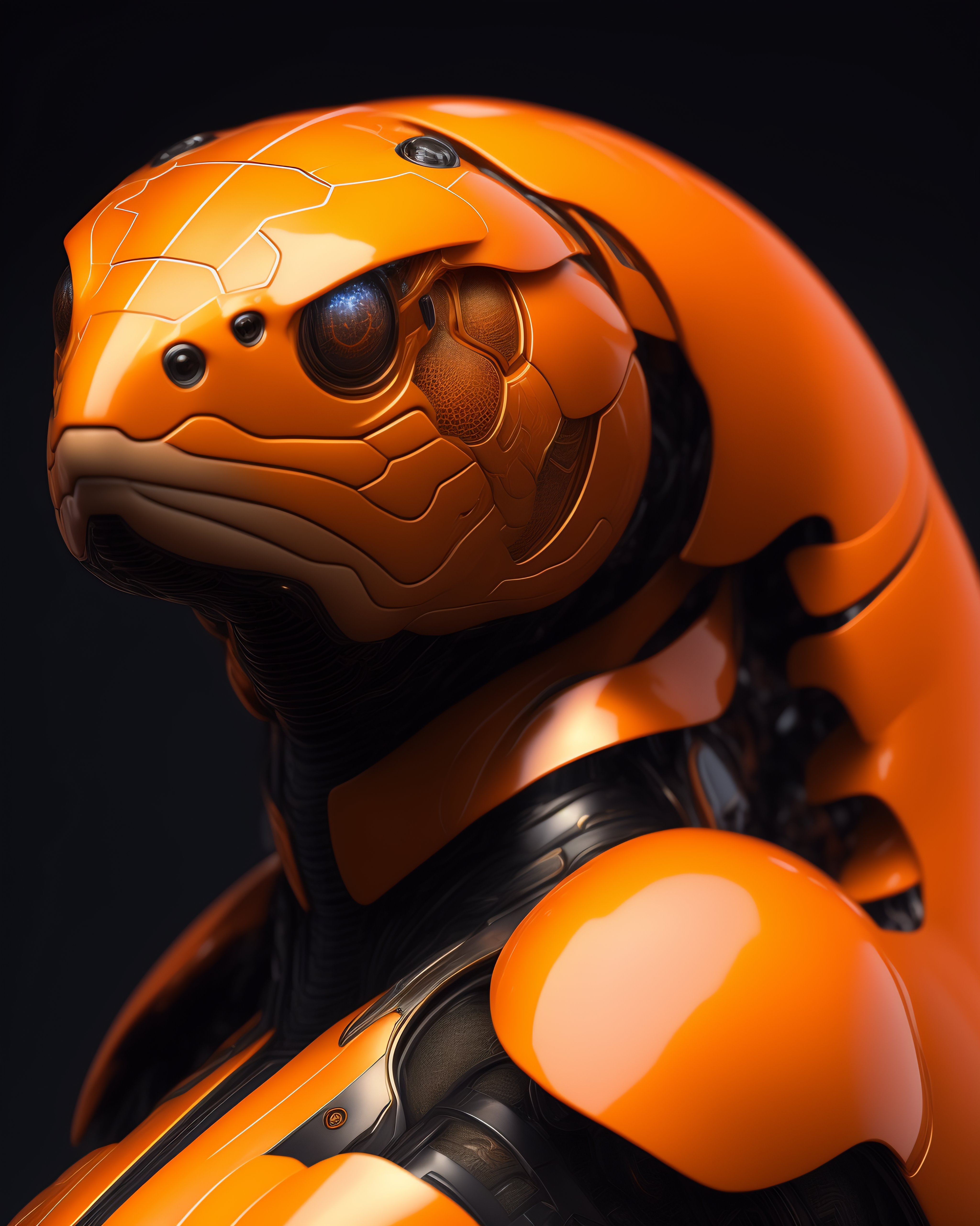 Lexica - Portrait of a cybernetic orange snake a spiritual full body ...