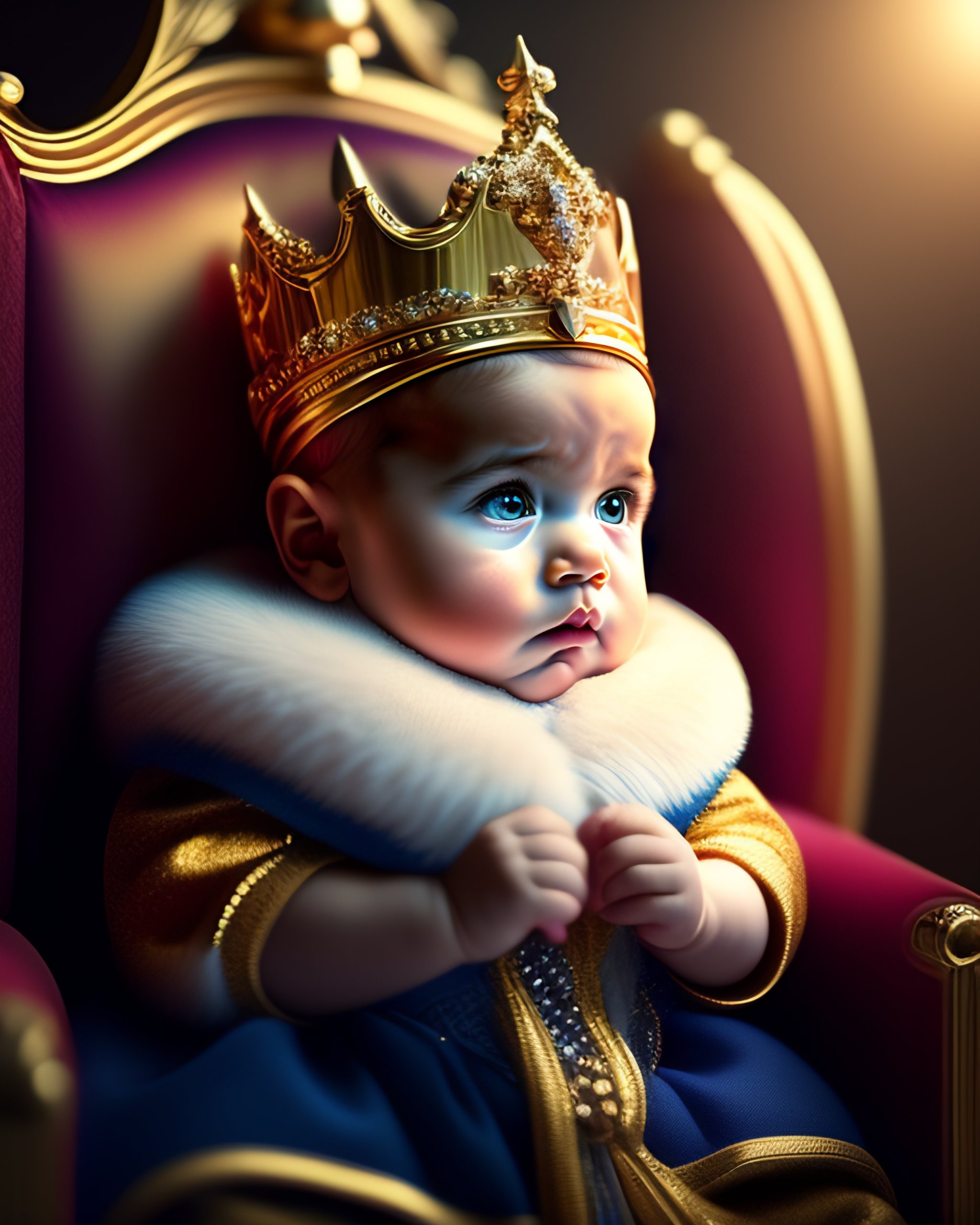 Lexica - A portrait of baby as a king with crown and royal clothing ...