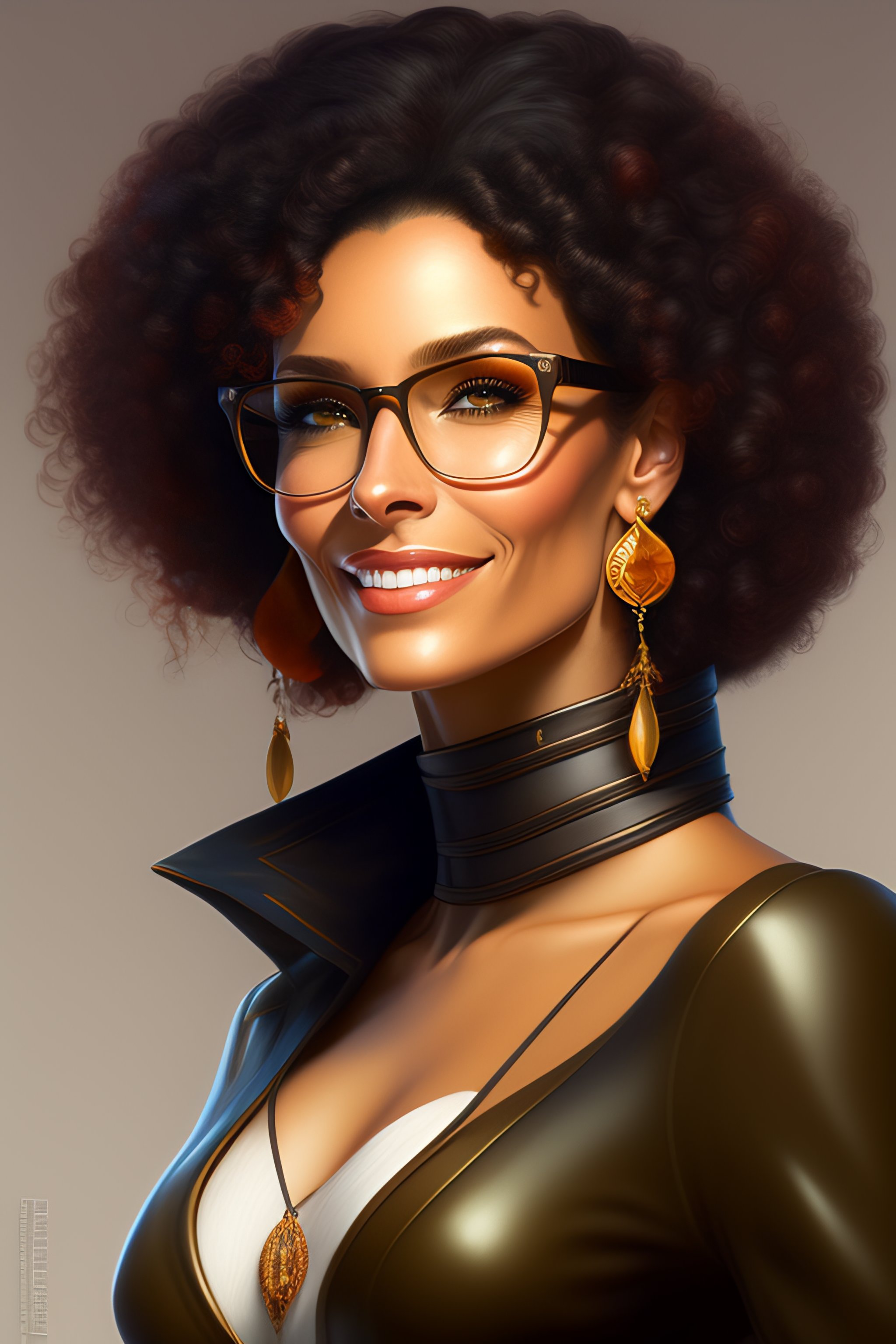 Lexica - Face, Caucasian woman, broad chin, long curly dark hair ...