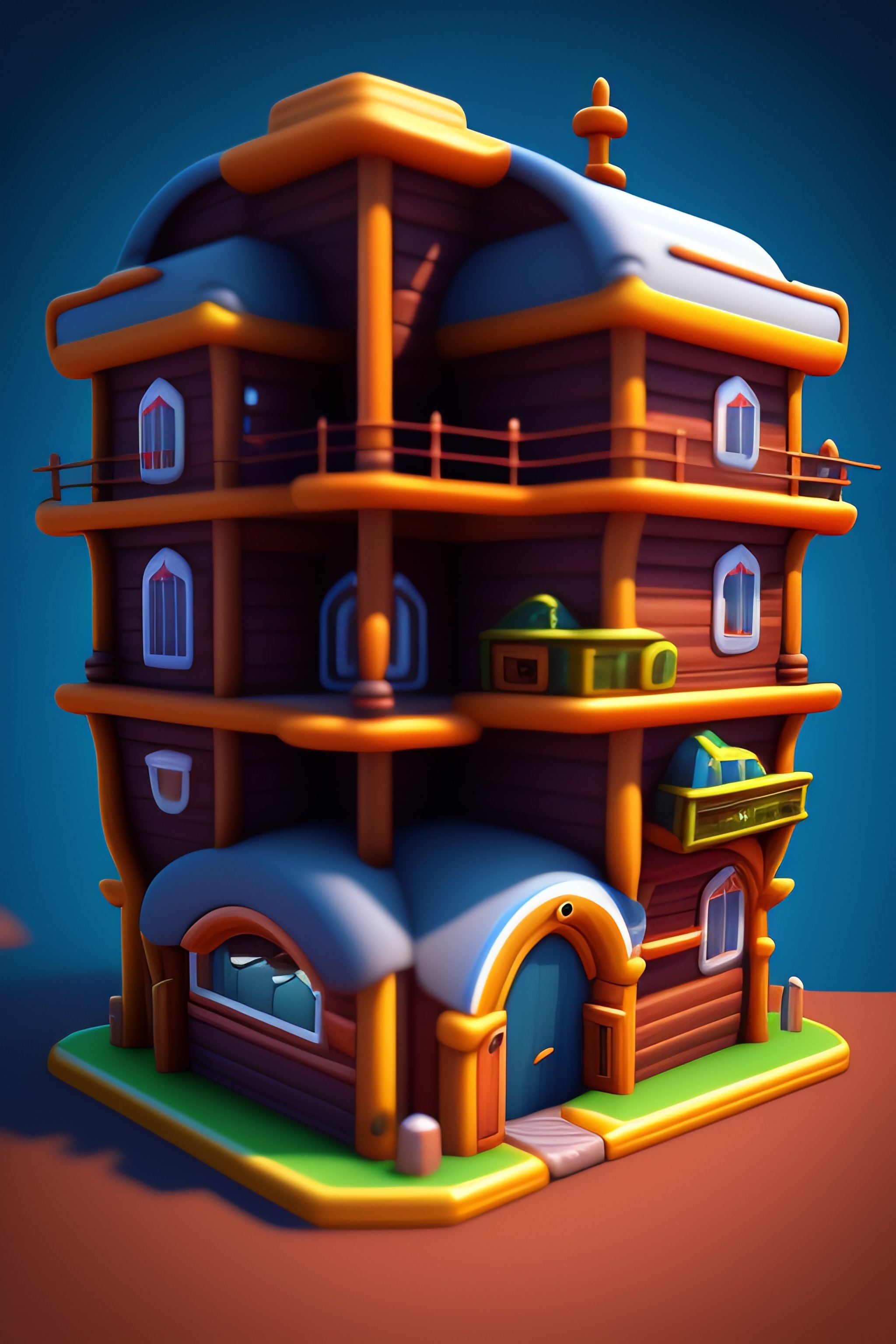Lexica - 3d stylized little game building factory