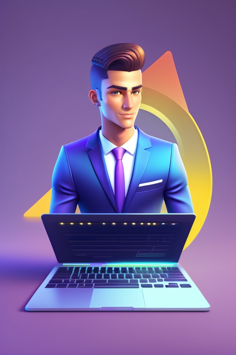 Lexica - Young Programmer character in well dressed suit . He's looking ...