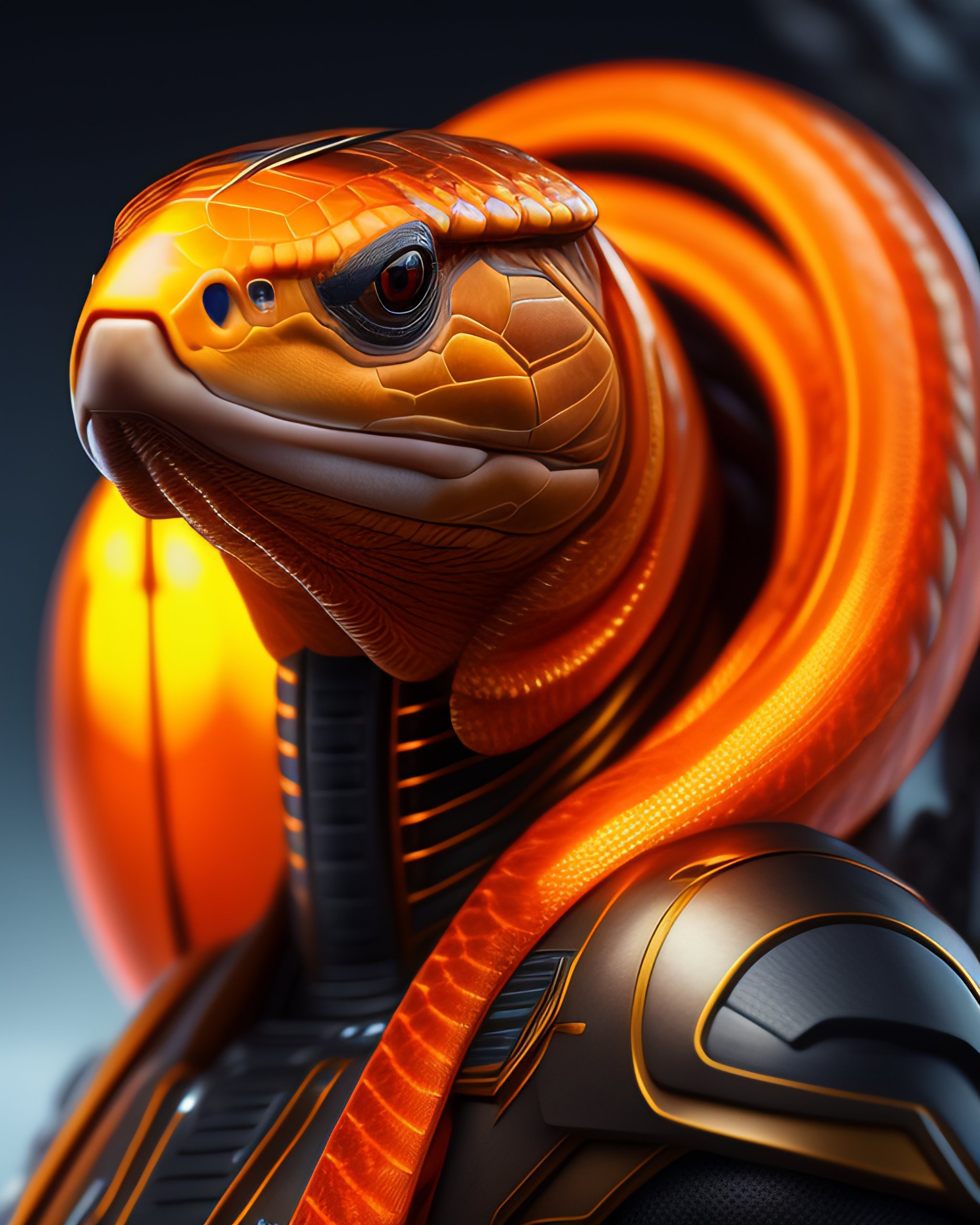 Lexica - Portrait of a cybernetic orange snake a spiritual full body ...