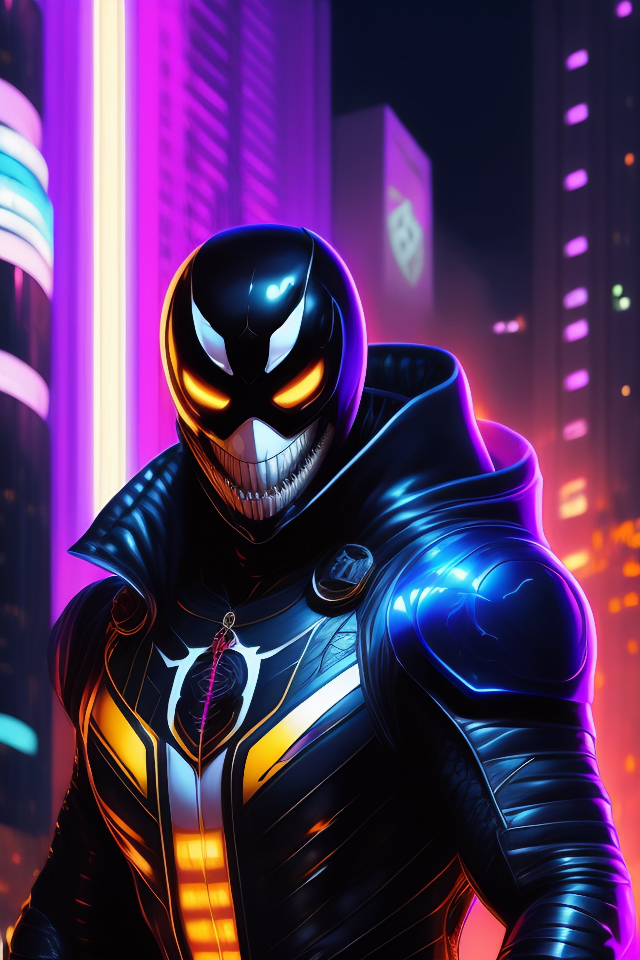 Lexica - Venom + chainsaw man in cyber punk style. concept art by james ...