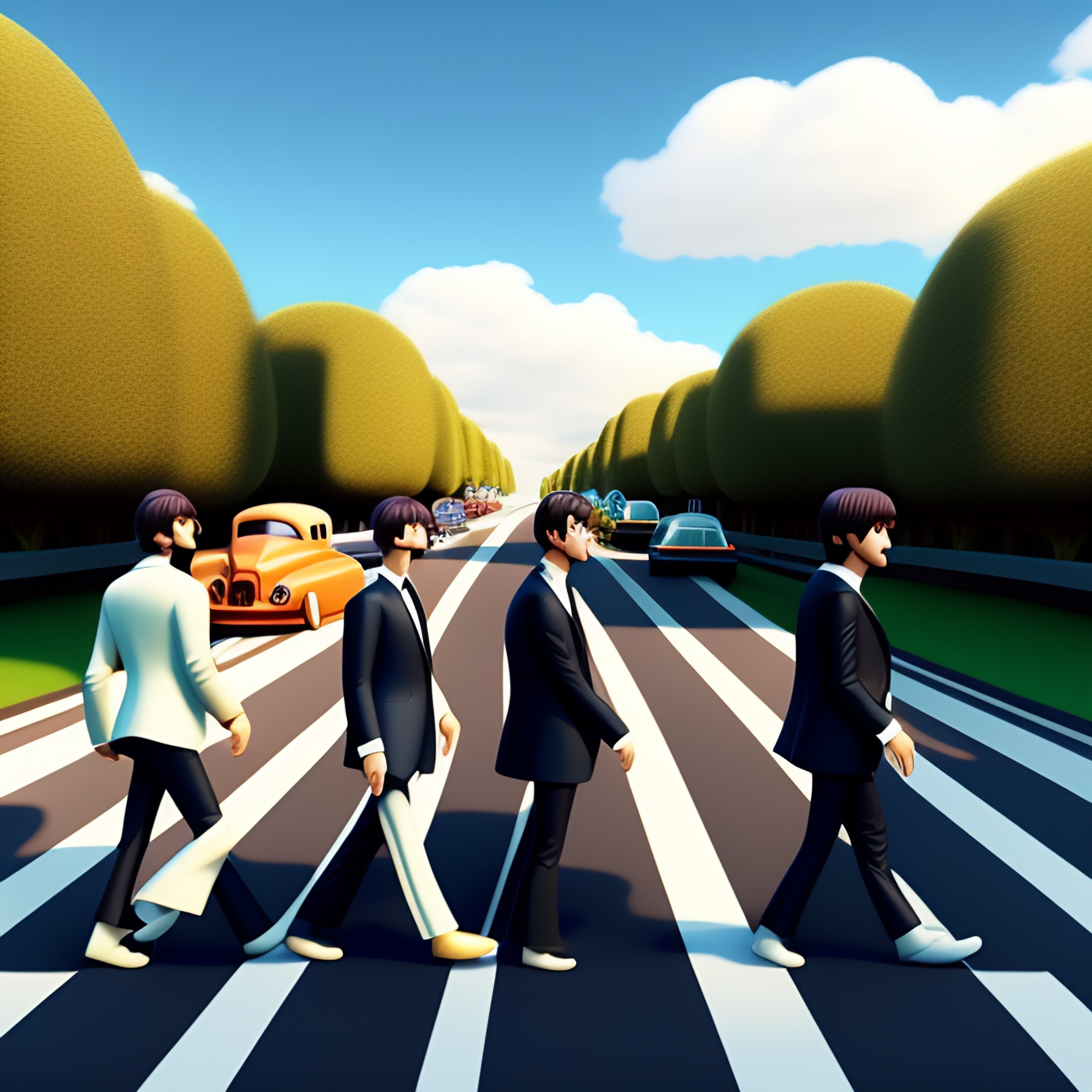 Lexica - The beatles abbey road 3d character cartoon disney pixar render