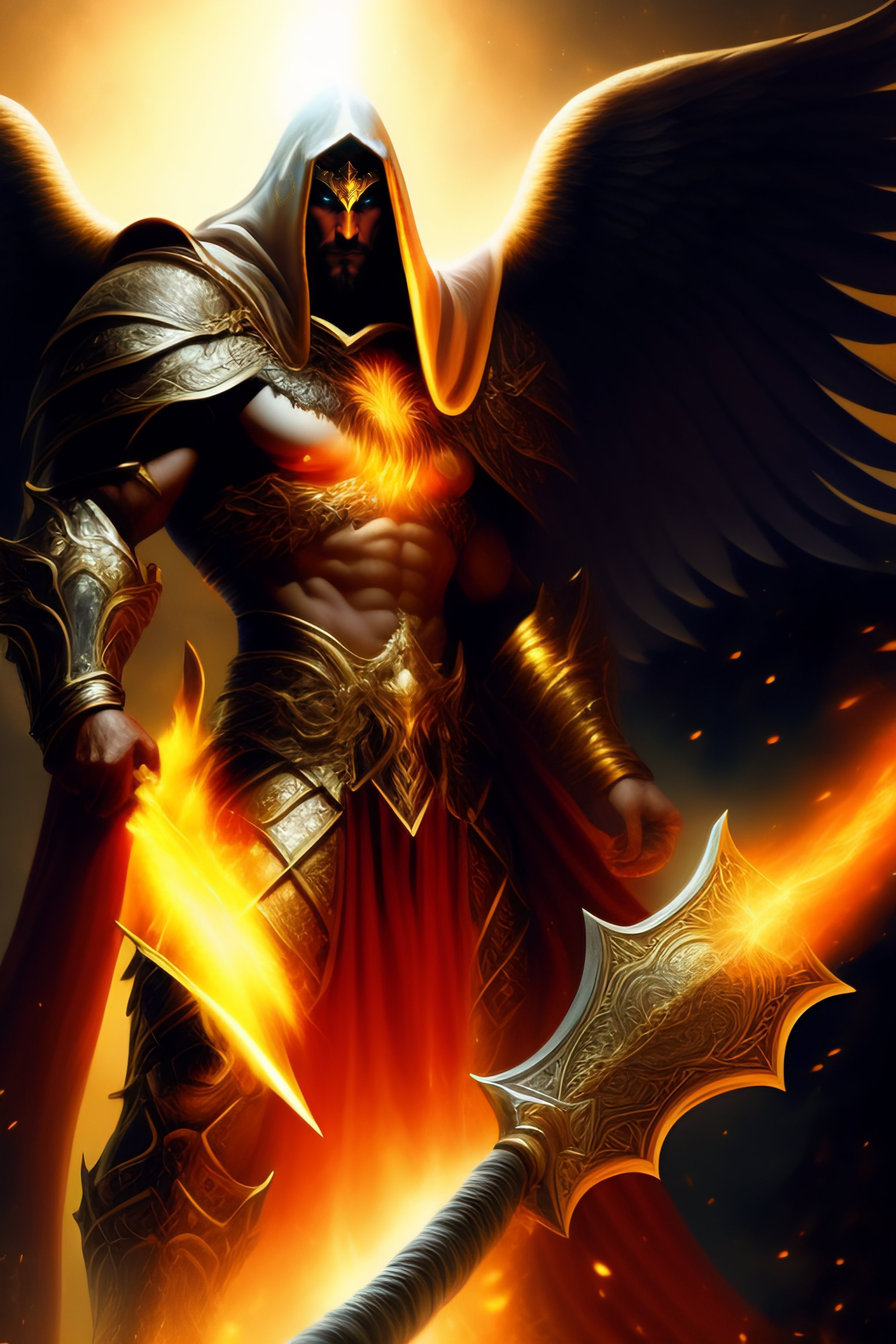 Lexica - Angel Tyrael from Diablo 2, wielding a whip imbued with light ...