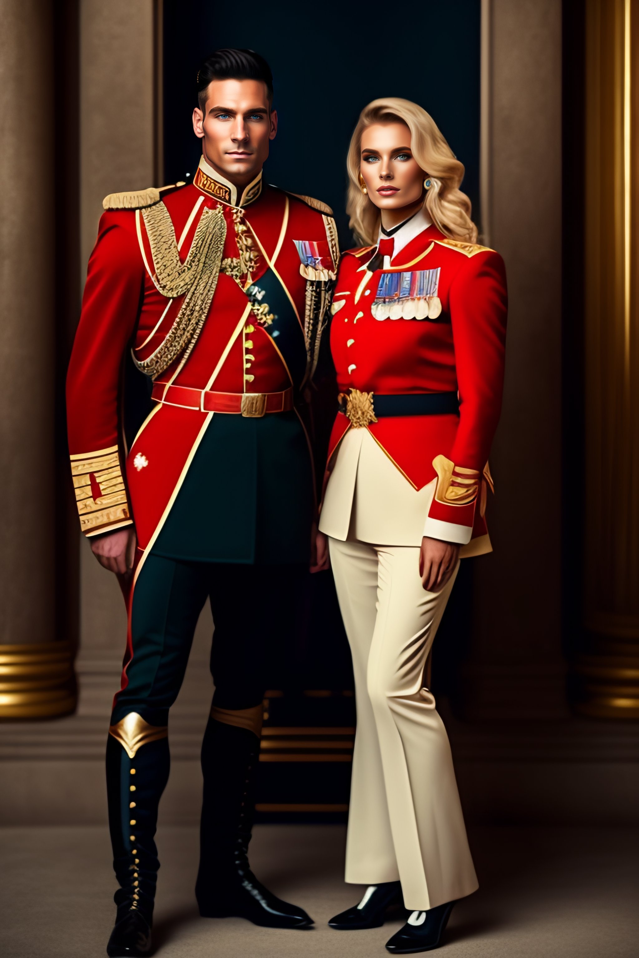 Lexica - A young blonde woman in trousers and a hussar uniform and ...