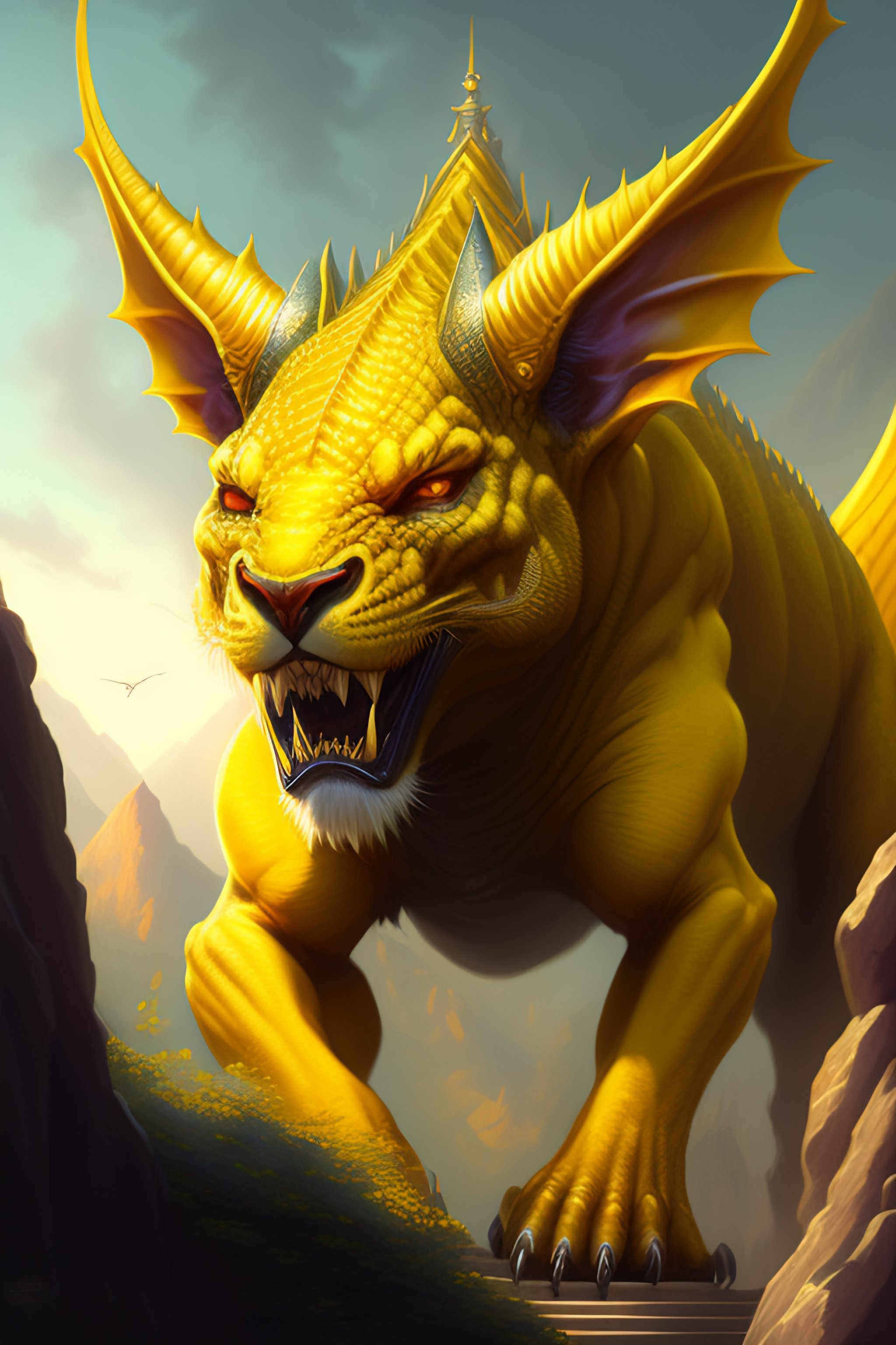 Lexica - Horror, scales, draconian small yellow beast, intricate ...