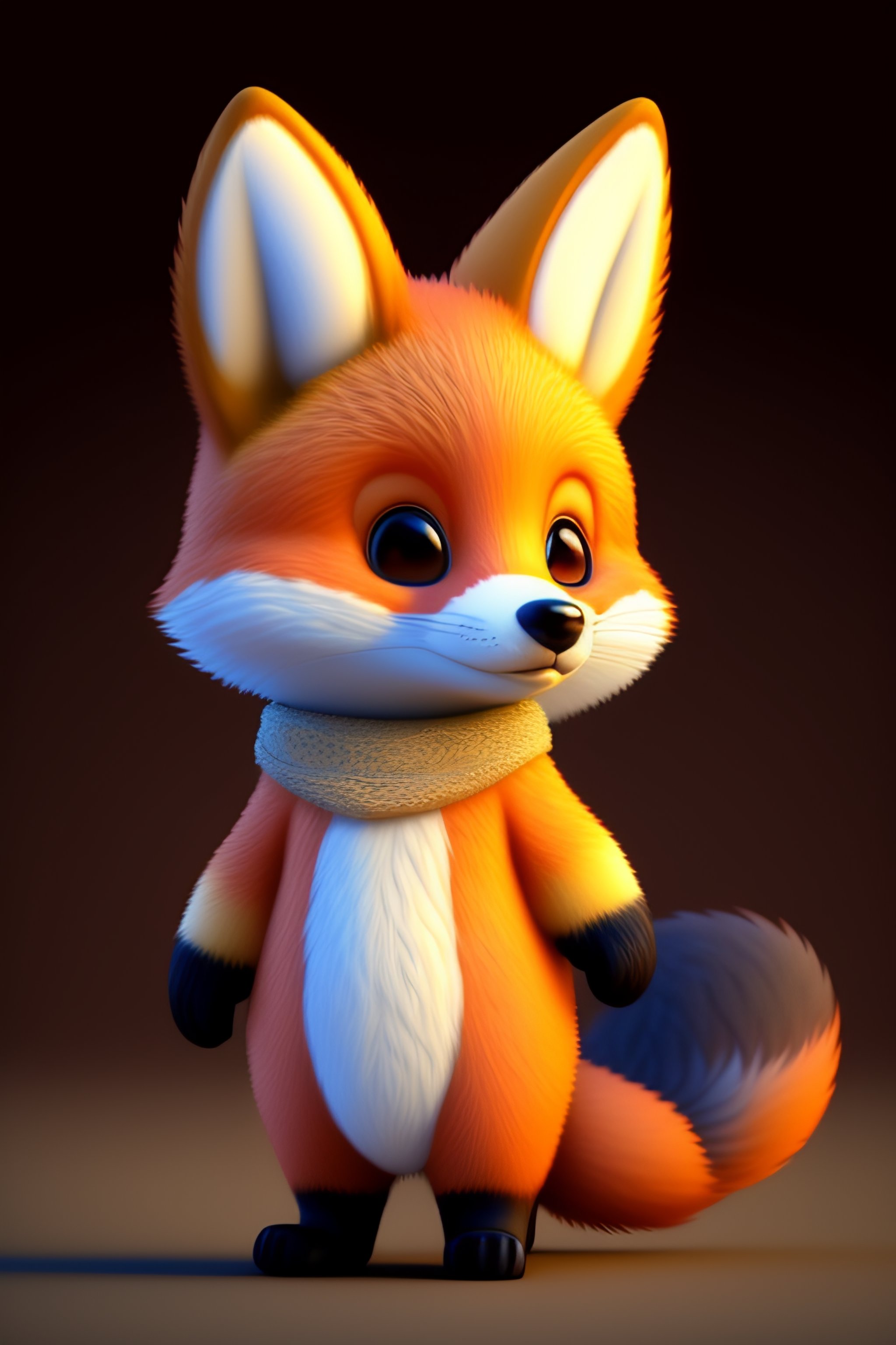 Lexica - 3d cartoon,cute fluffy fox with two ears and big eyes, higly ...