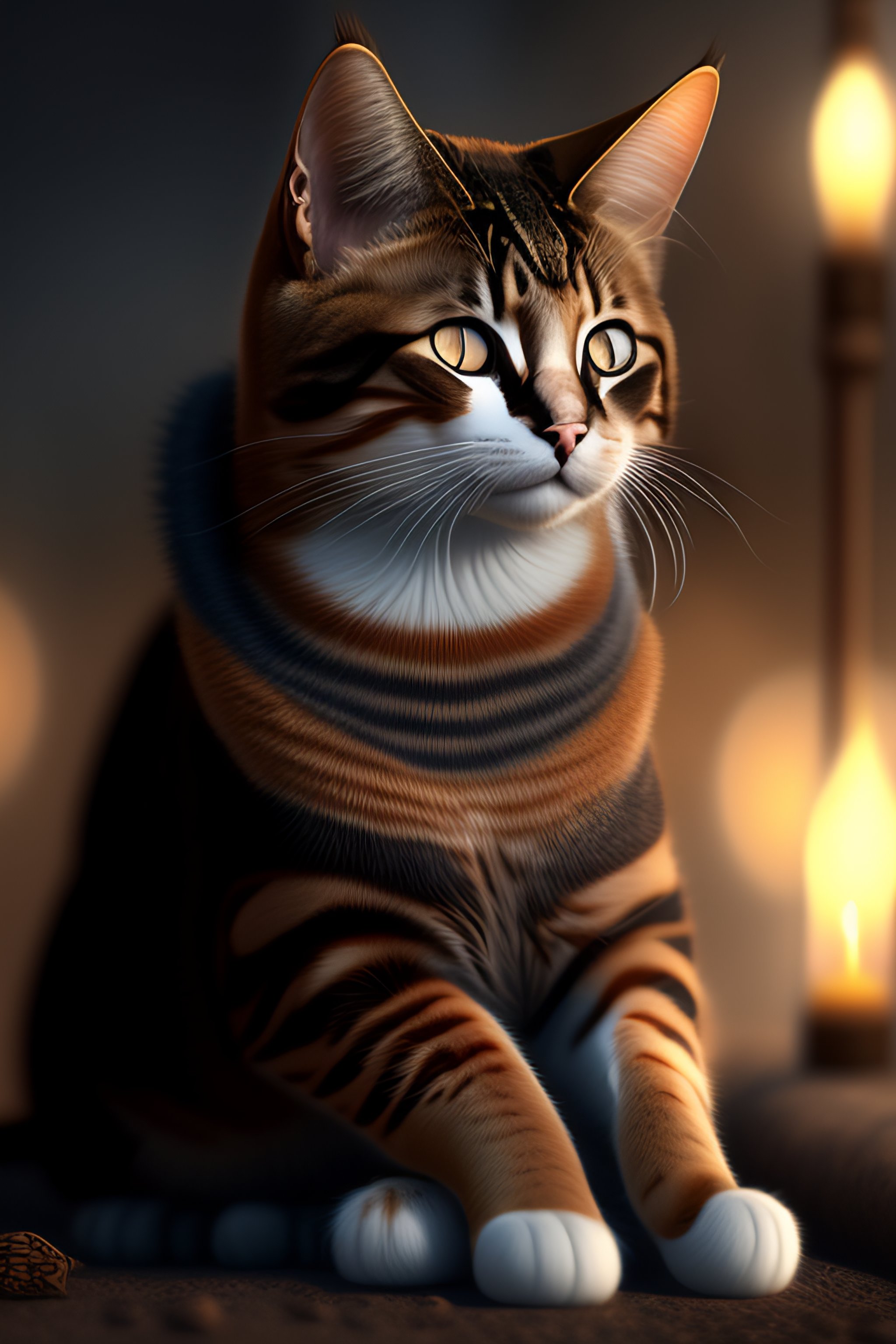 Lexica - An exhausted cat the frontlines in the army at night with his ...