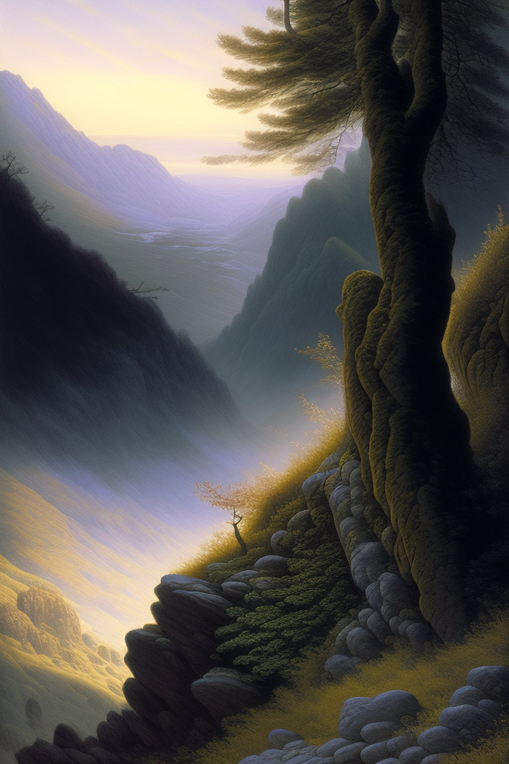 Lexica - A lone gnarled tree clinging to a scree slope by gustave dore ...