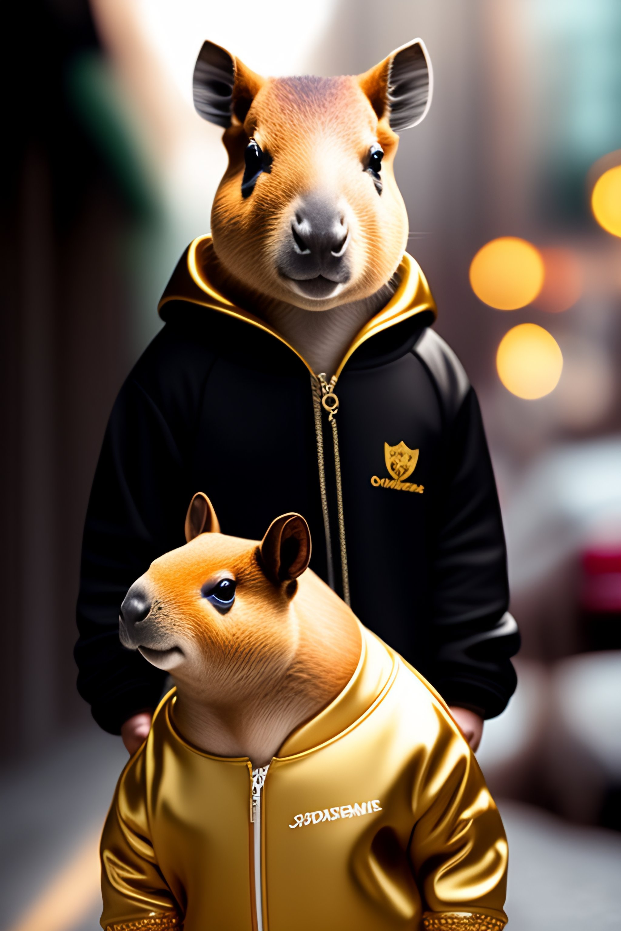 Lexica - Capybara, dress a supreme tracksuit and gold chain and black ...