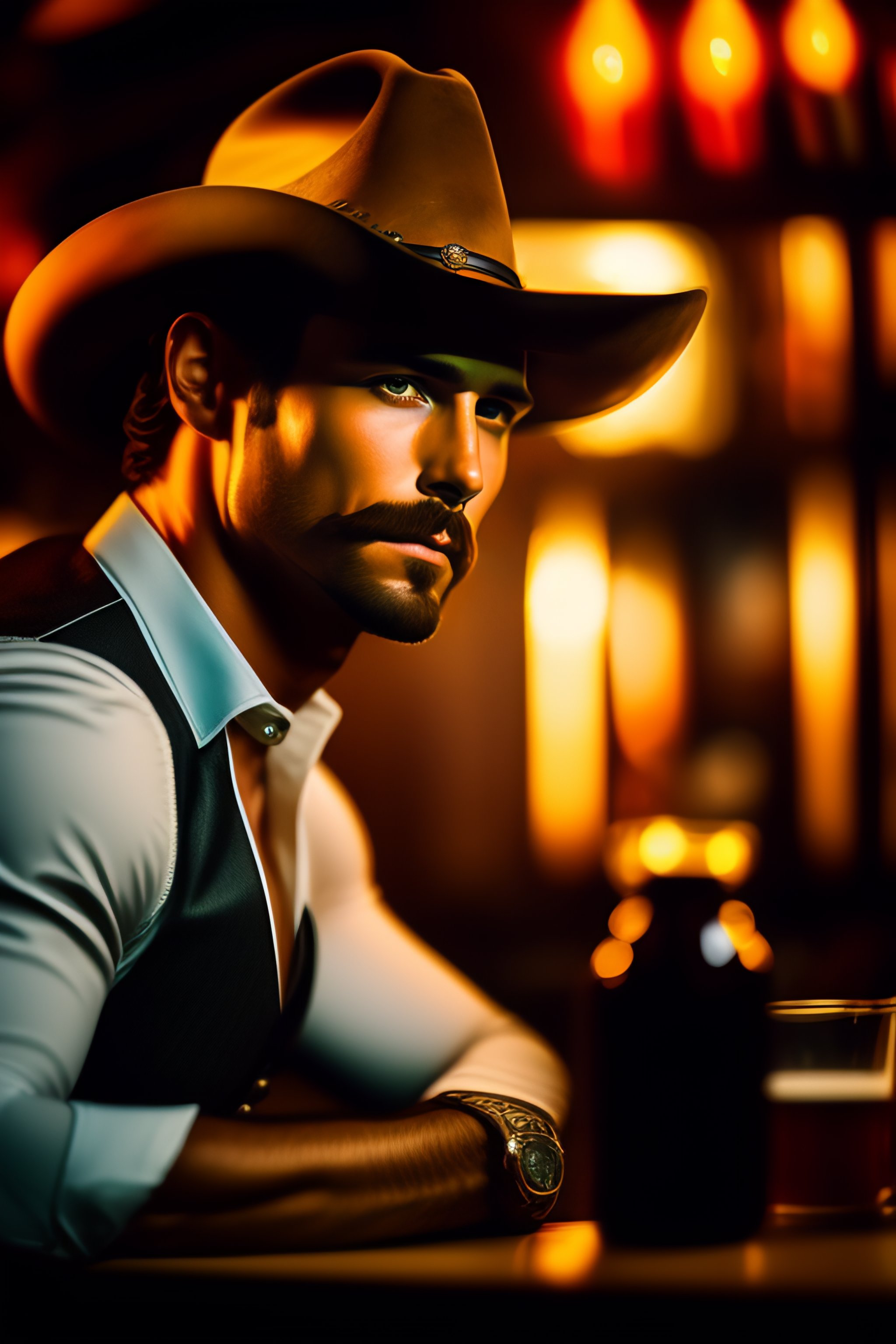 Lexica - Cowboy in a bar, lsd, drugs, midjourney, high details, sharpfocus
