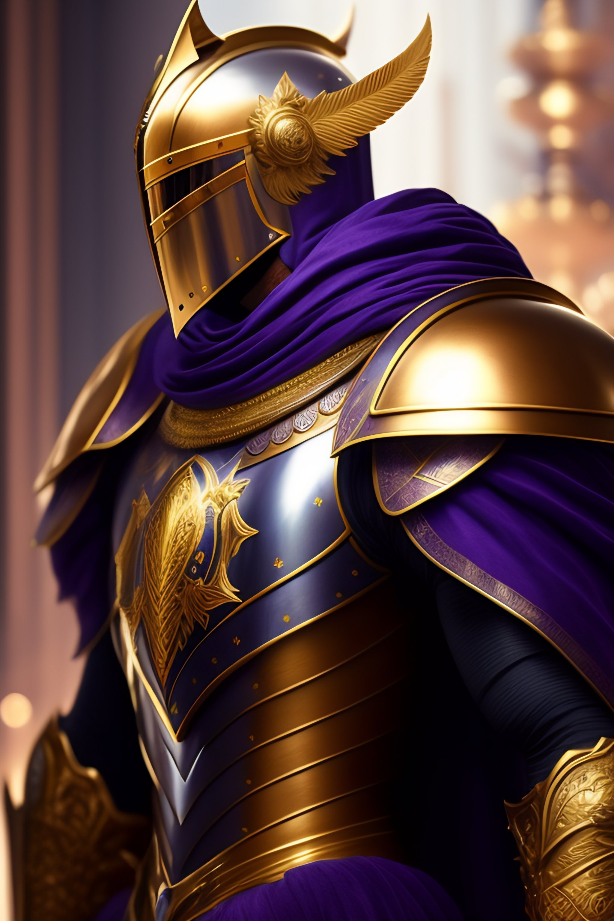 Lexica - Painting of a robust european knight in full purple and gold ...