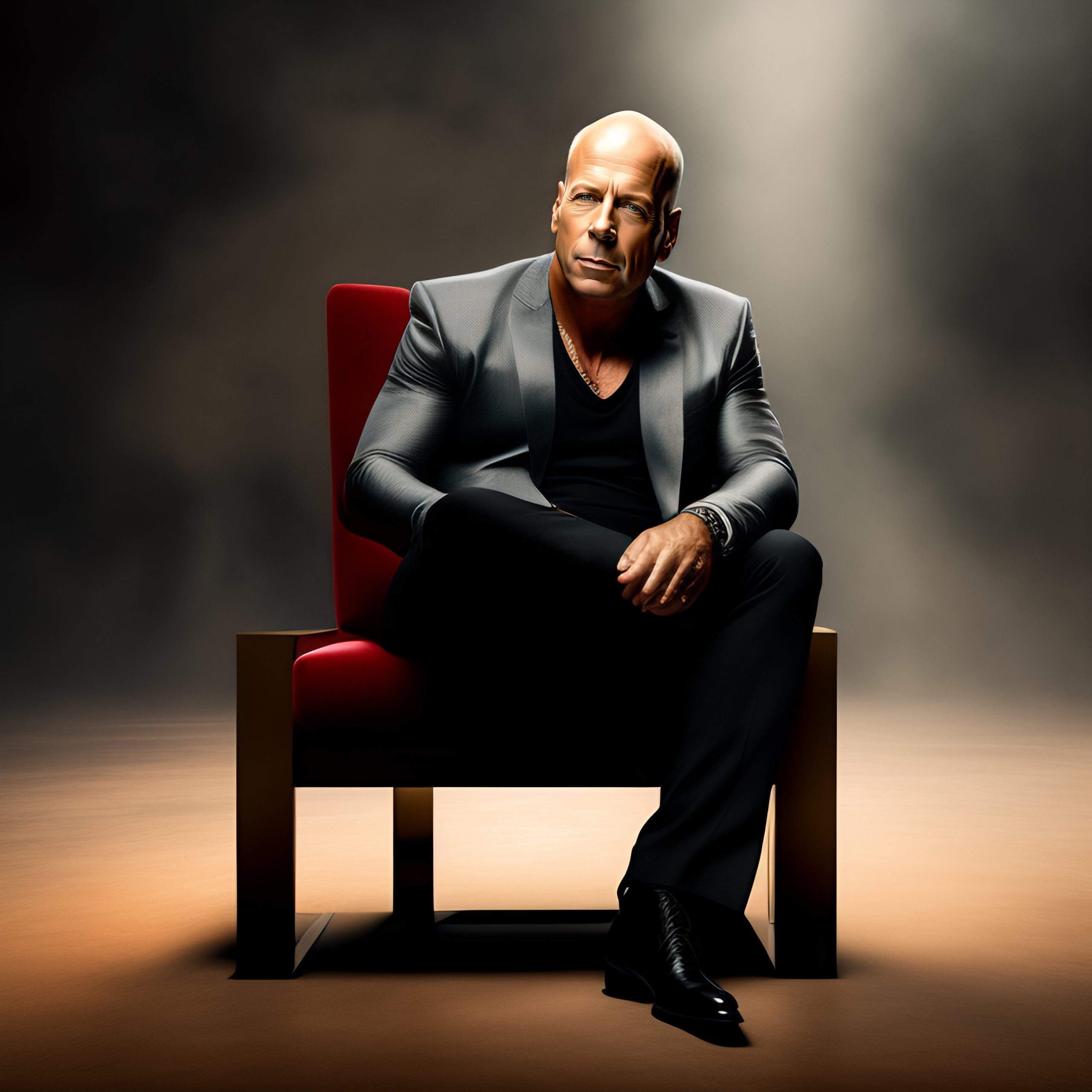 Lexica - Bruce willis sitting on a chair