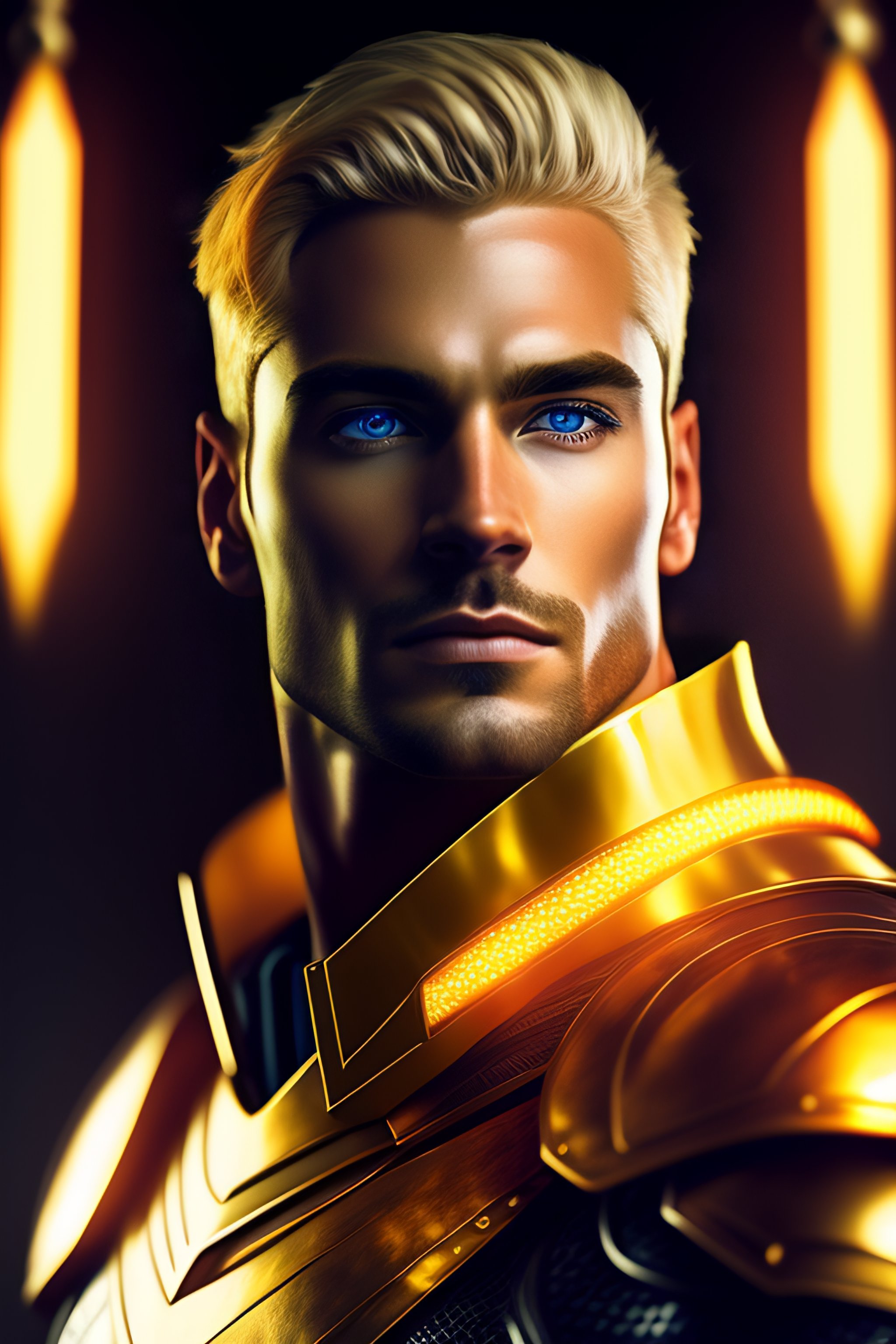 Lexica - Photo realistic portrait of paladin, male, blonde hair ...