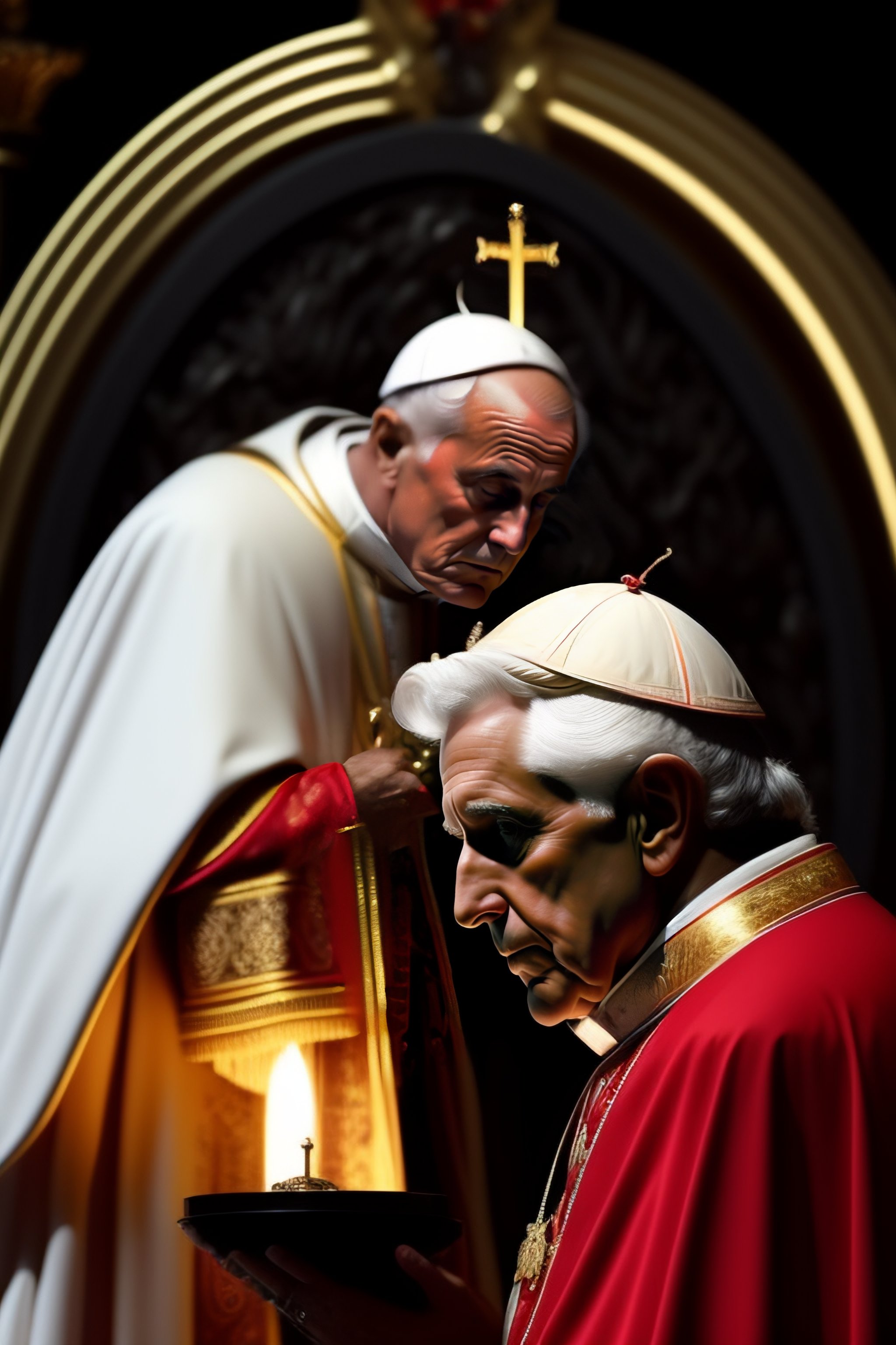 Lexica - Pope benedict with a skull face in hell