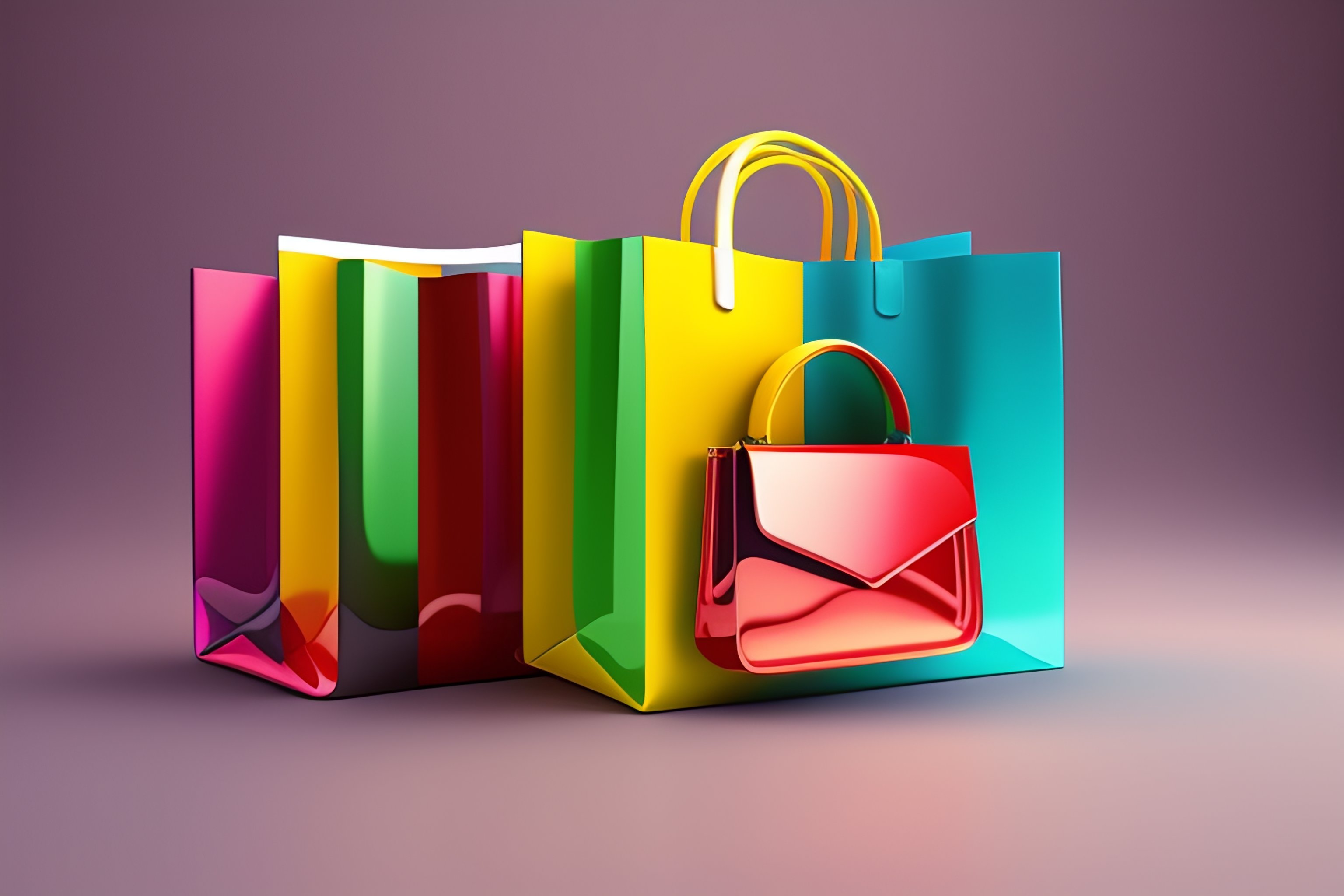 Lexica - 3D floating shopping bag. Online shopping concept. 3d render ...