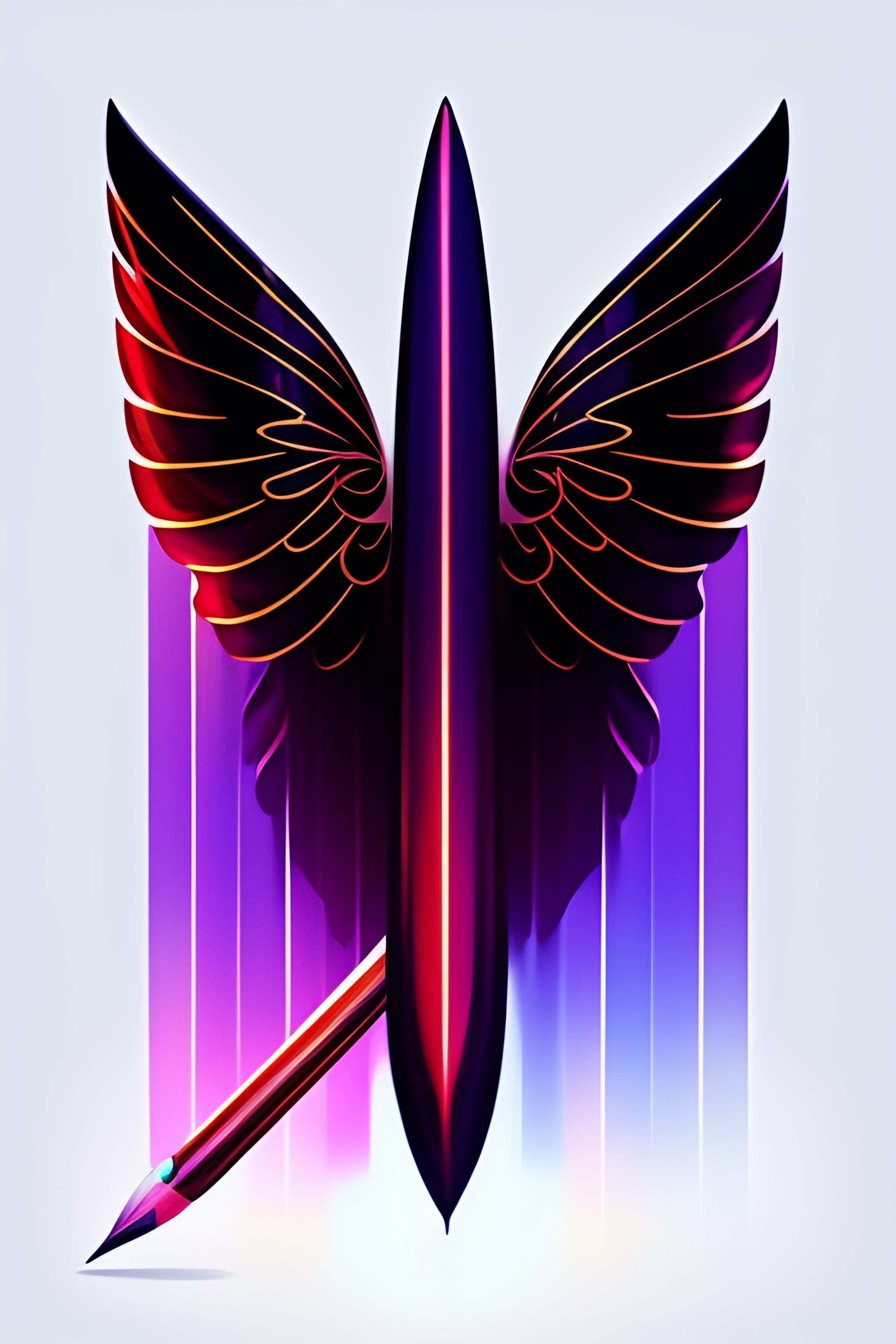 Lexica - Drawing of a wing, arrow quiver, magic wand, majestic ...