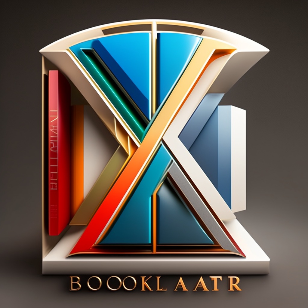 Lexica - A logo of book, with letter "Booklat", white background