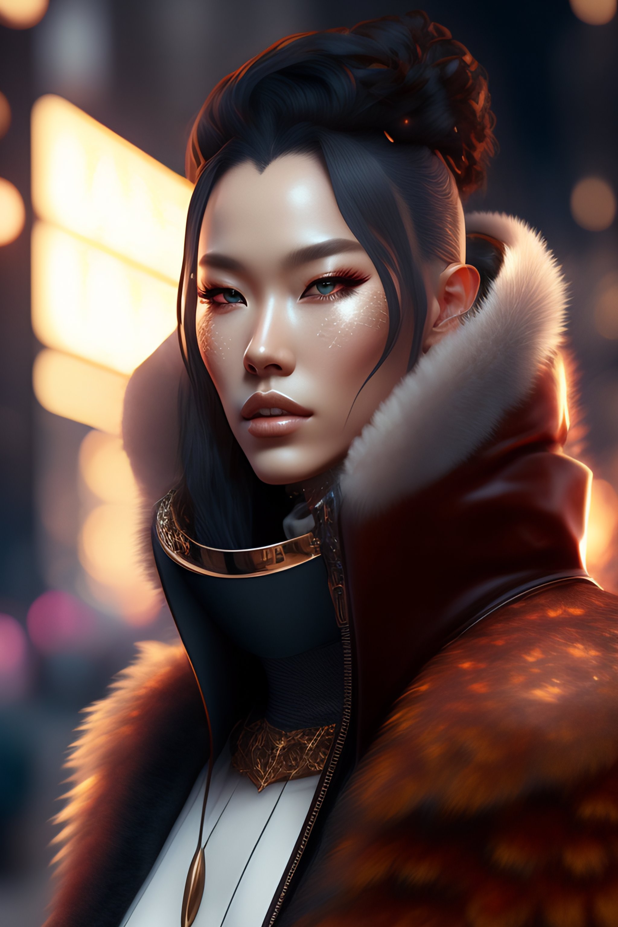 Lexica - Cyborg, fur coat, fantasy, medieval, full plate armor, male ...