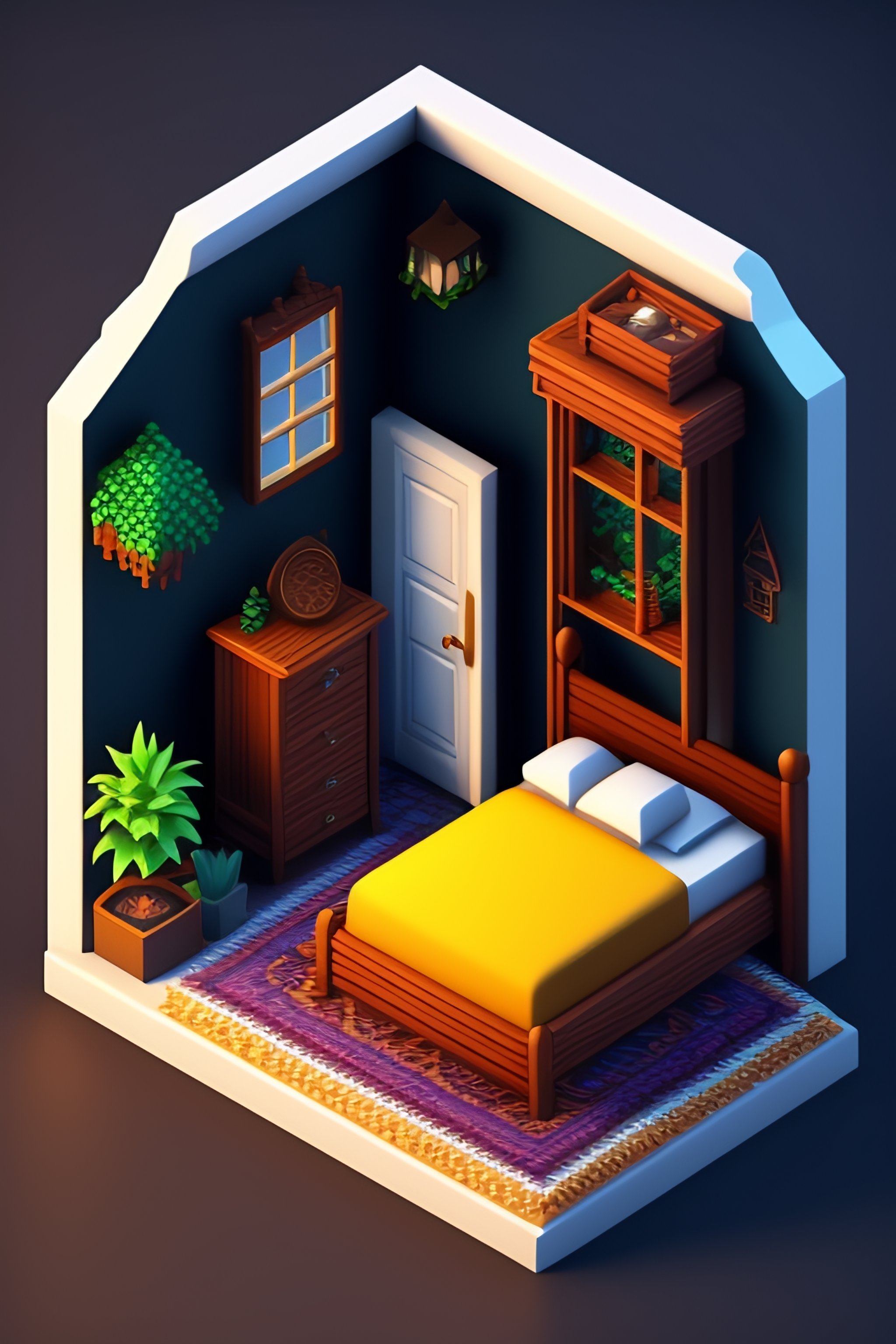 Lexica - Detailed isometric bedroom, pixel art, unreal engine voxel ...