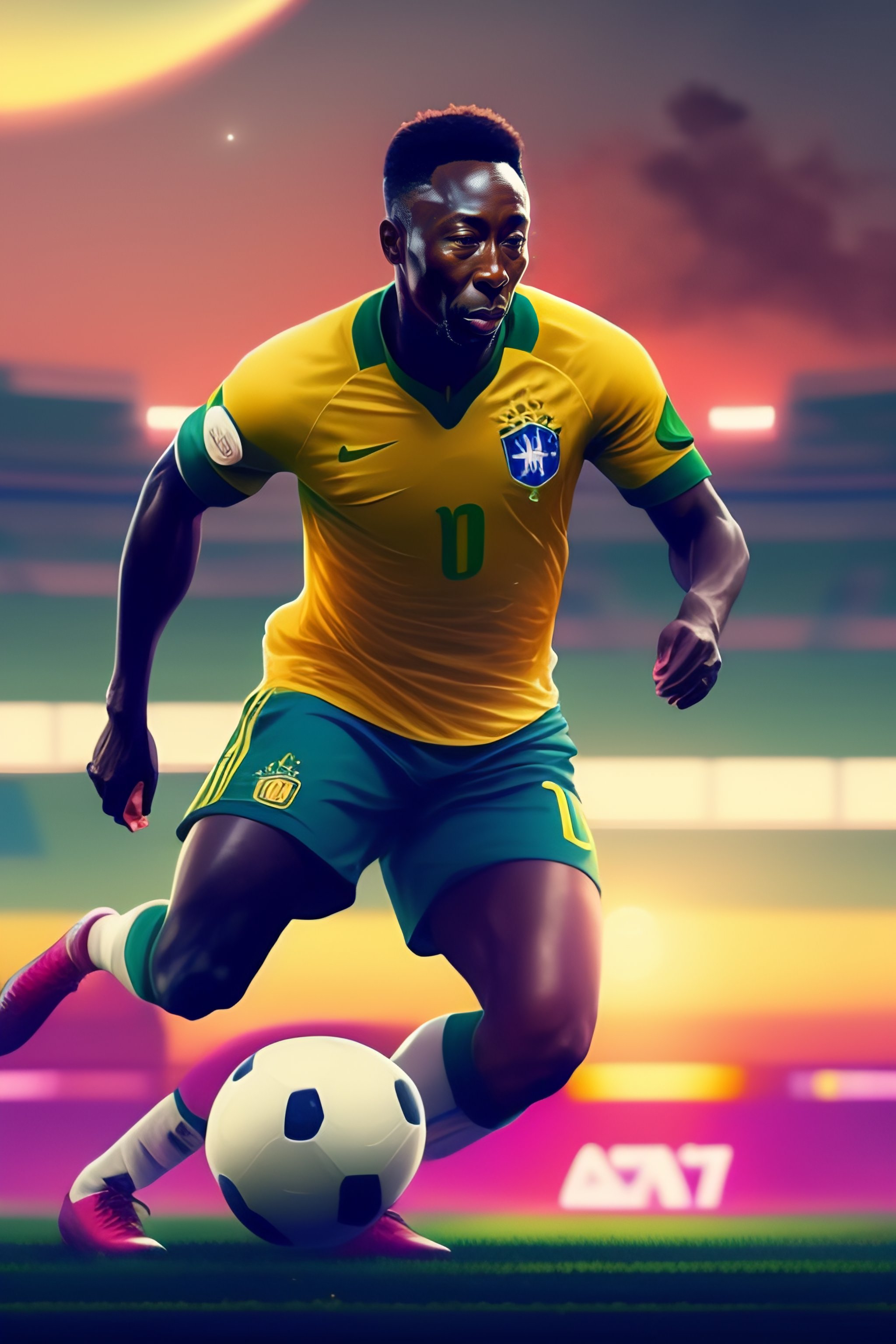 Lexica - Footballer Pele wearing brazil team jersey playing on a ...