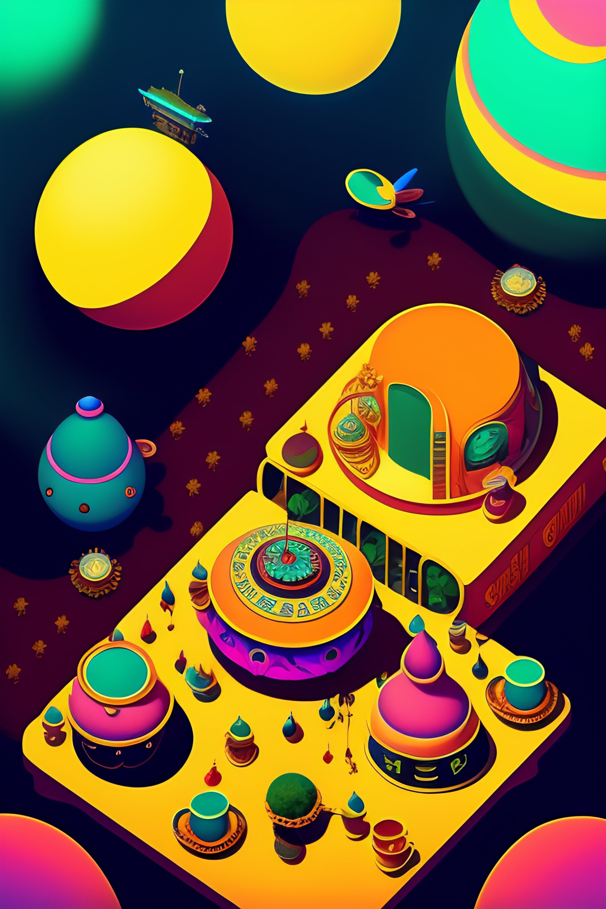 Lexica - Alien teaparty in the style of studio gibli and Melvyn Grant ...