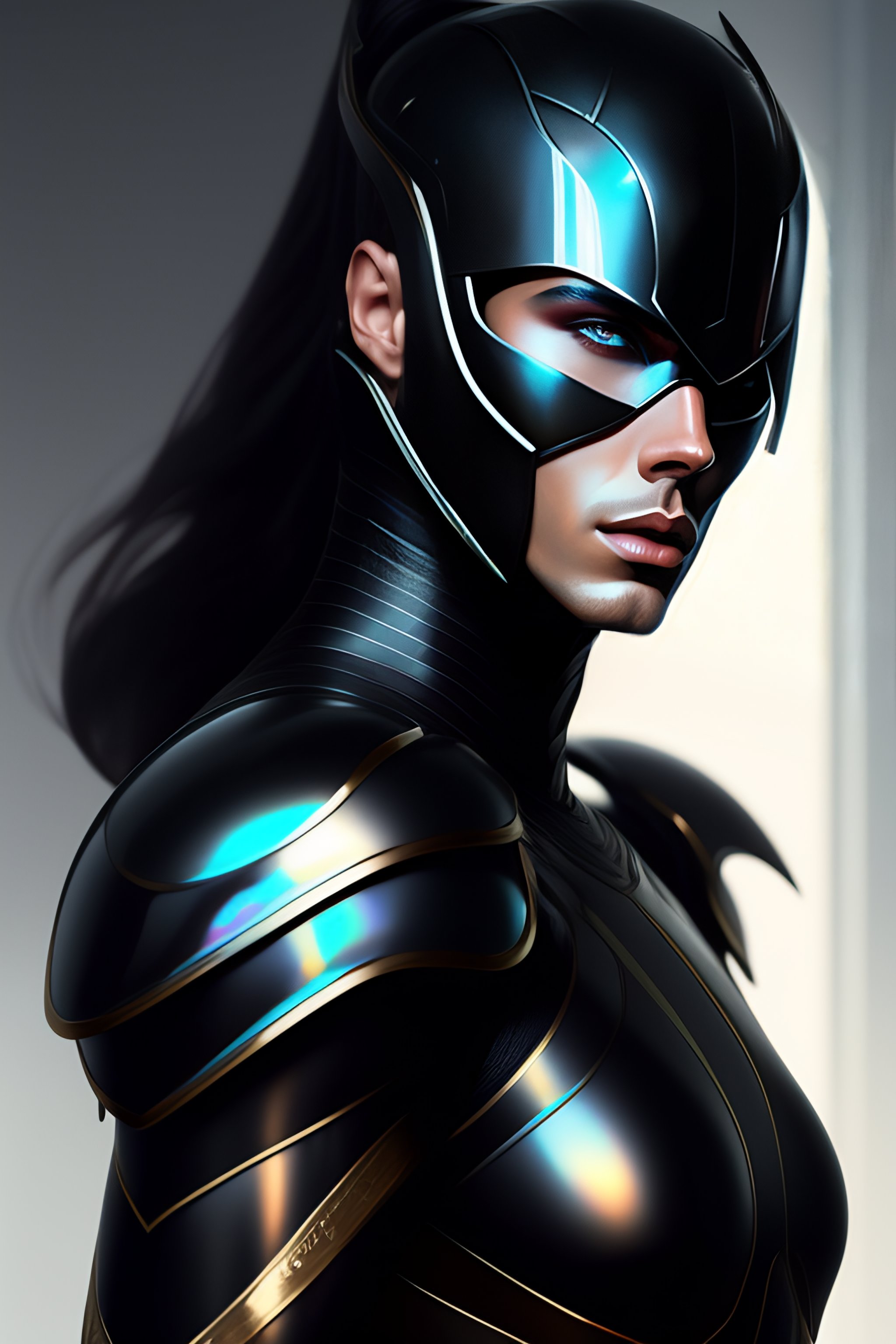Lexica - Iridescent sinewy smooth muscular male sleek glossy black ...