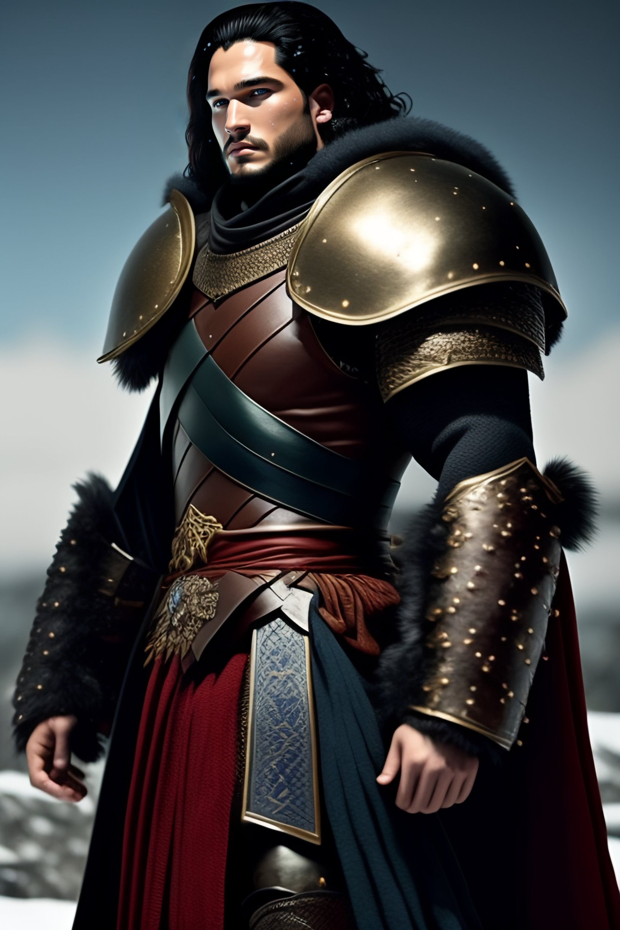 Lexica - Jon snow in warhammer armor, bulky, strong