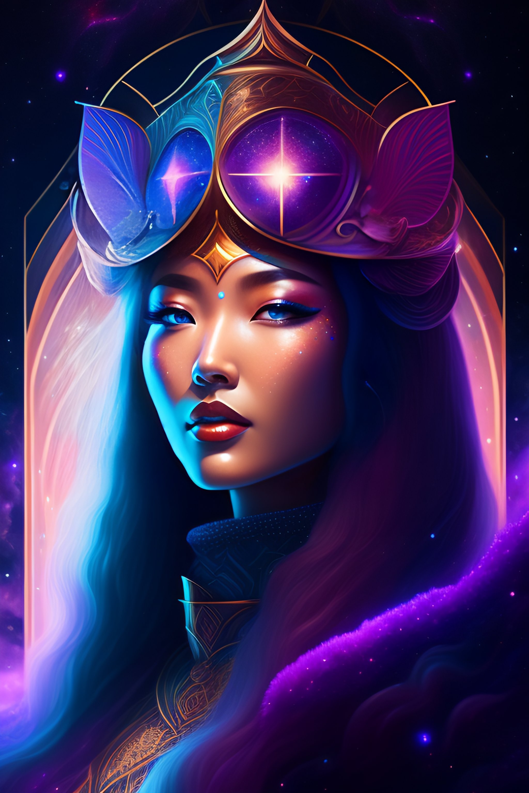 Lexica - Cosmic sorceress, nebulas, galactic, Concept art portrait by ...