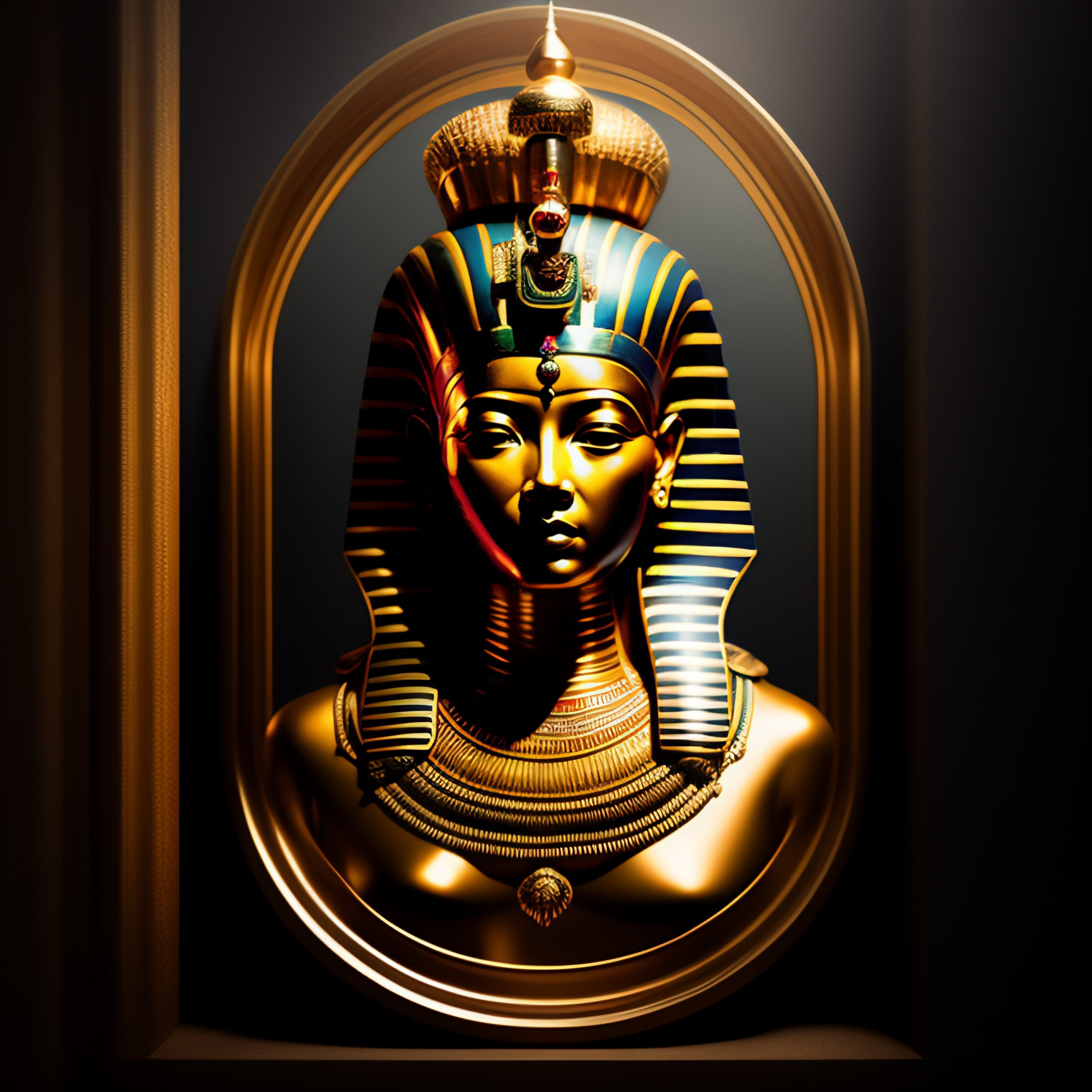 Lexica - Portrait of Tutankhamun in the style of surrealism, with a ...