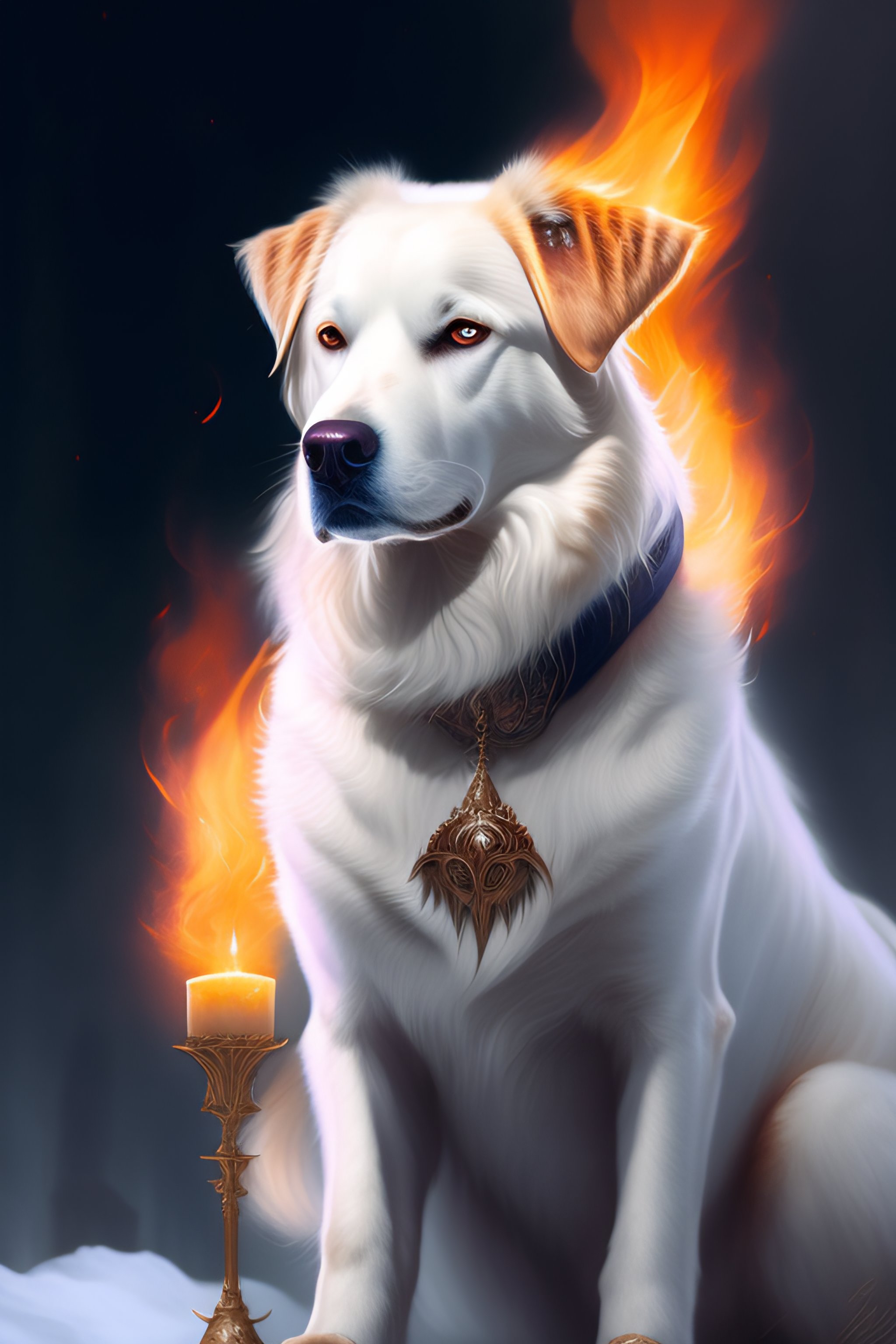 Lexica - A detailed full body portrait of a witch demon white golden ...