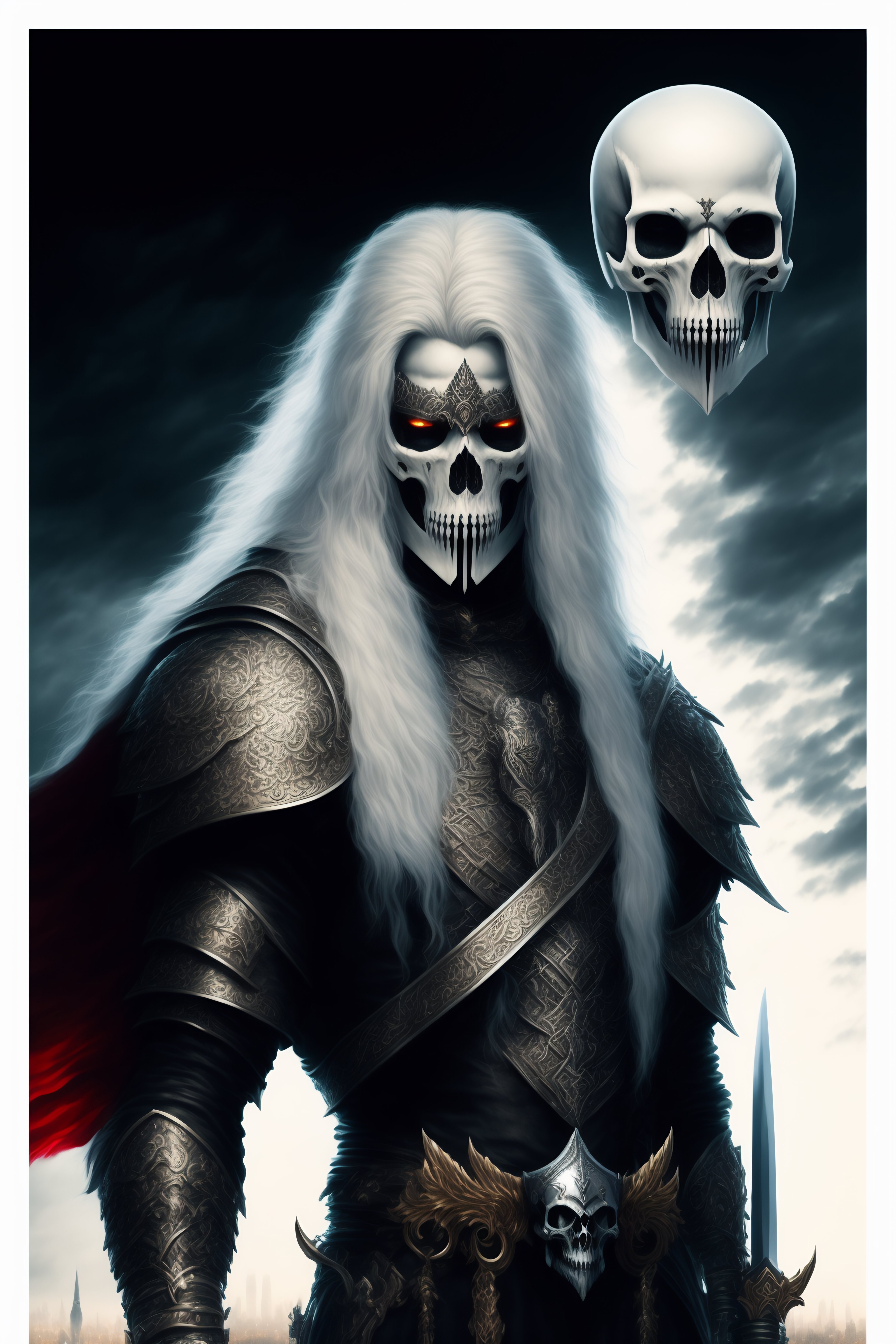 Lexica - White male warrior long silver hair with organic bone full ...