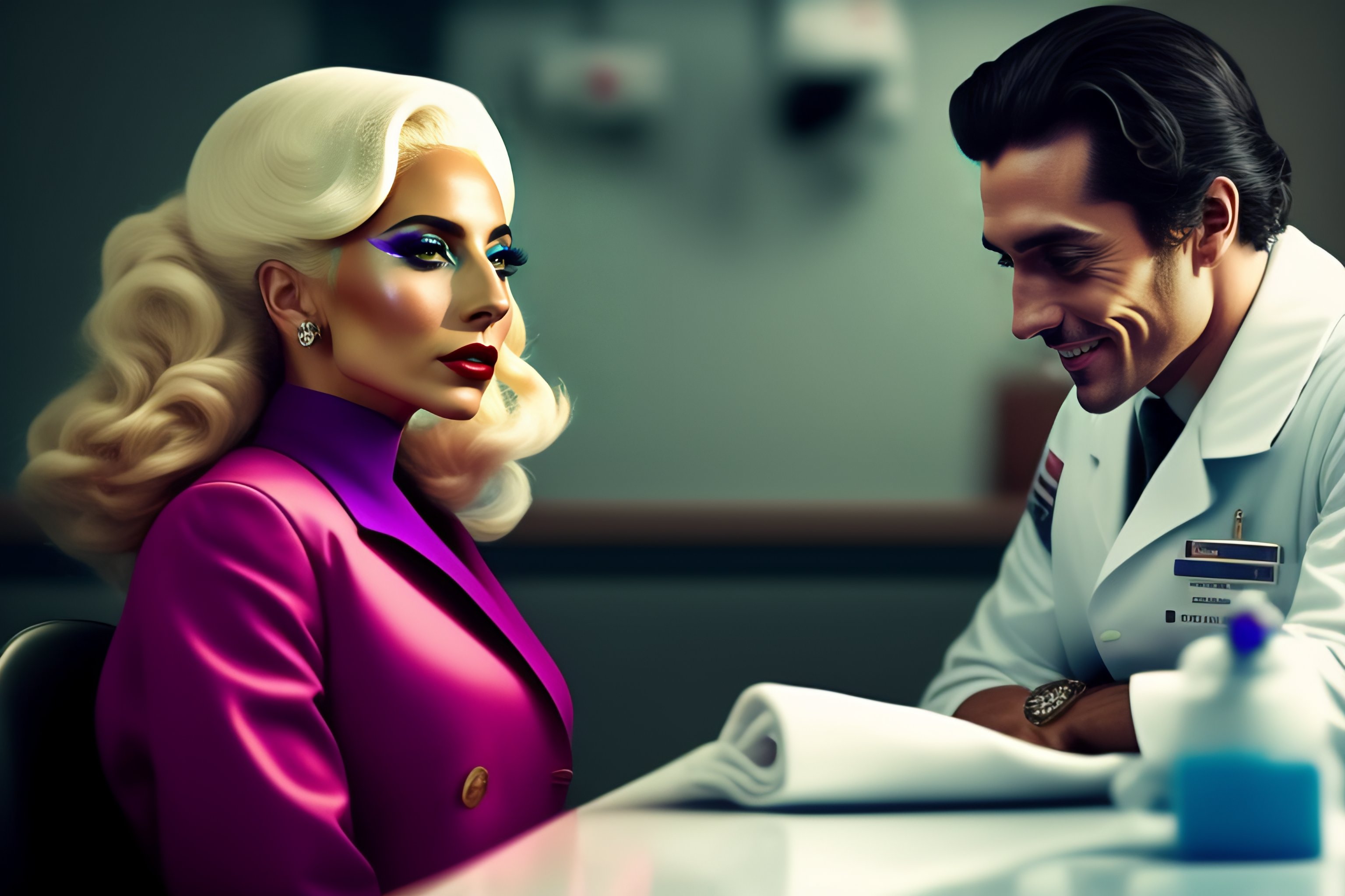 Lexica - Lady Gaga as a shy and naive doctor in a session with the ...